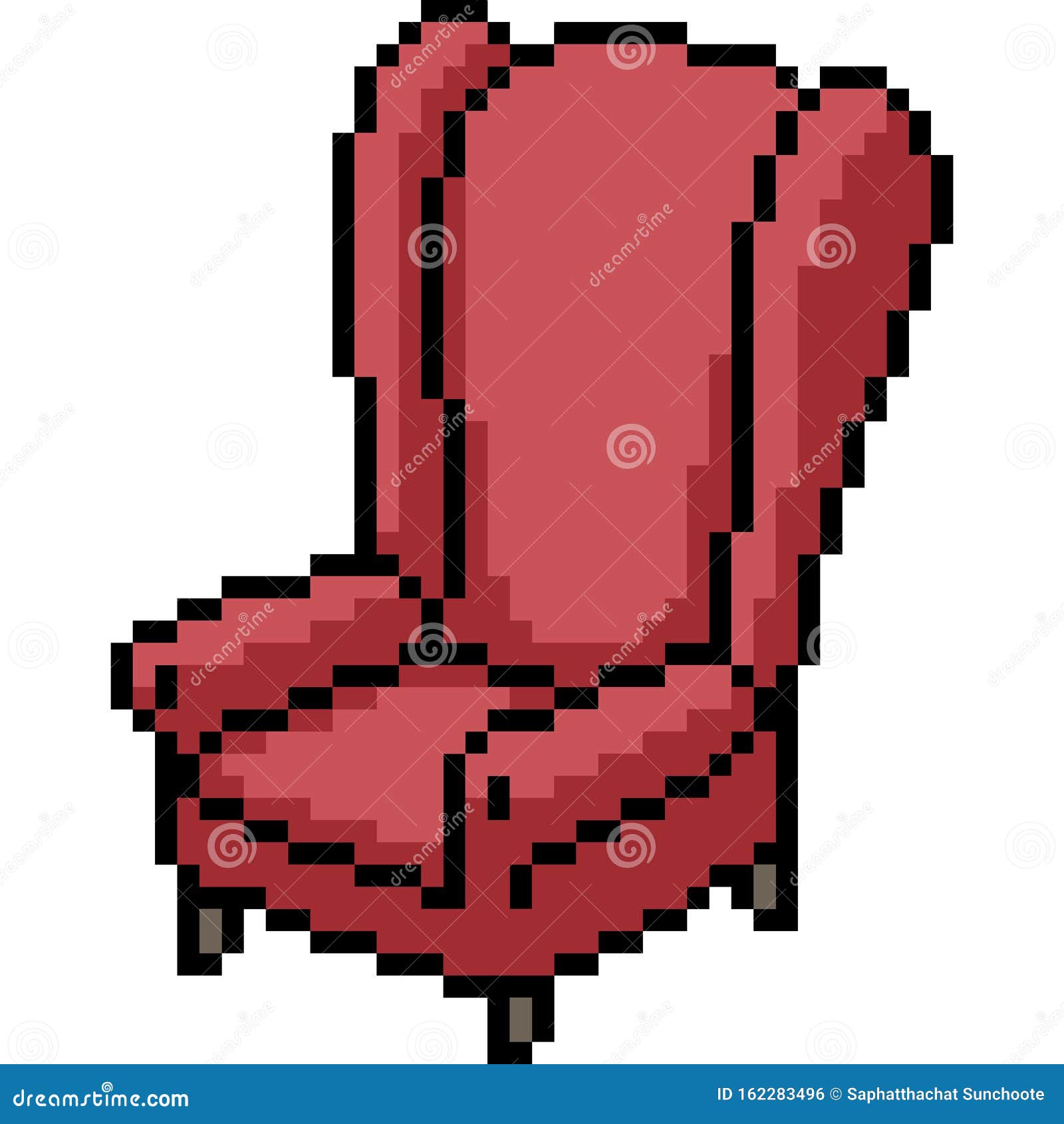 Vector pixel art red chair stock vector. Illustration of white - 162283496
