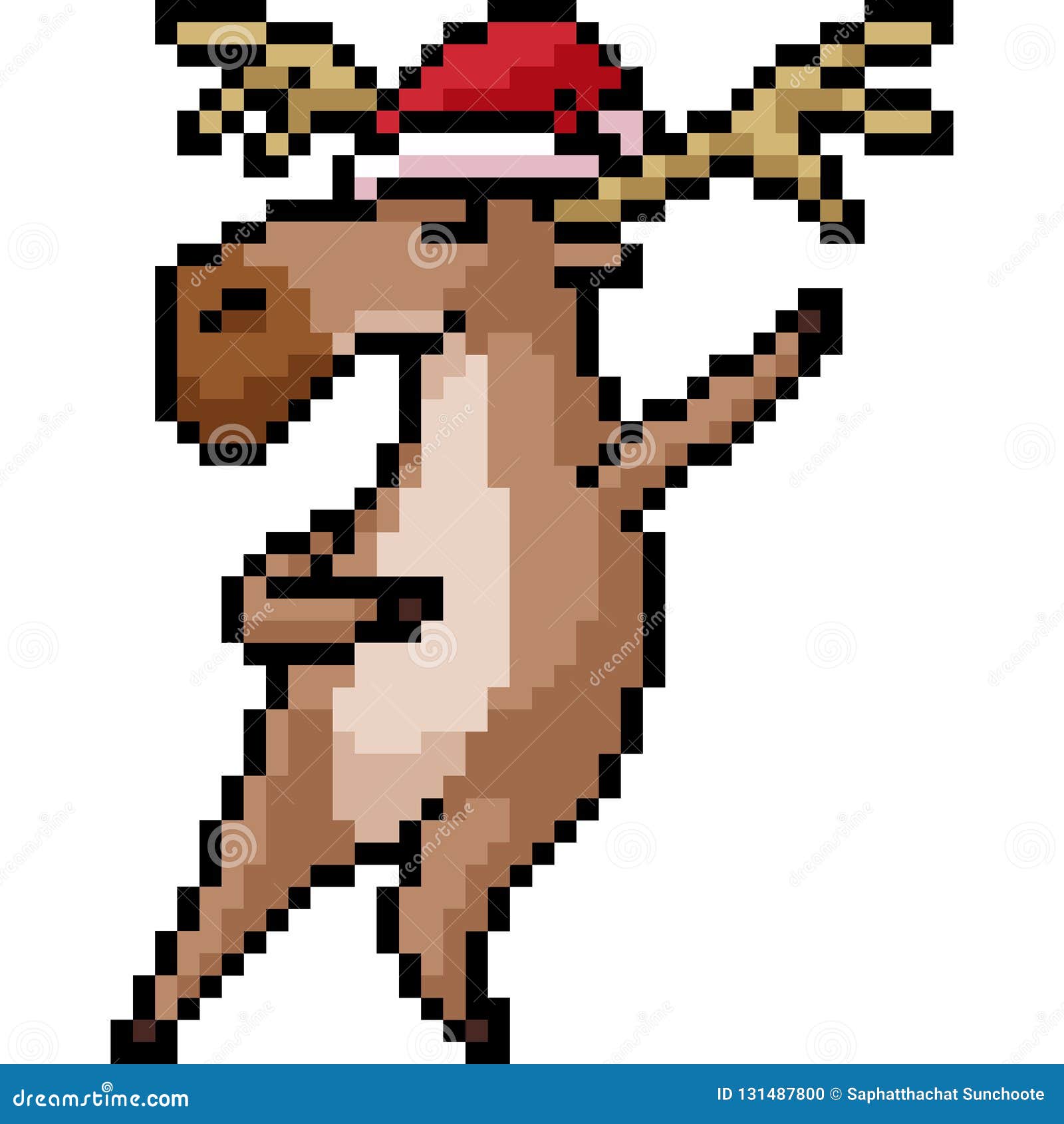 Vector Pixel Art Reindeer Santa Stock Vector - Illustration of funny ...