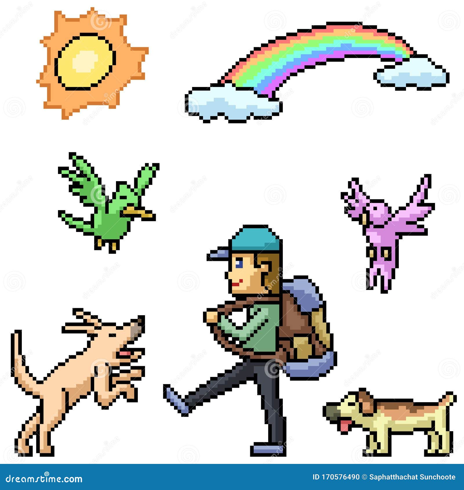 Vector Pixel Art Relax Walk Stock Vector - Illustration of rainbow ...