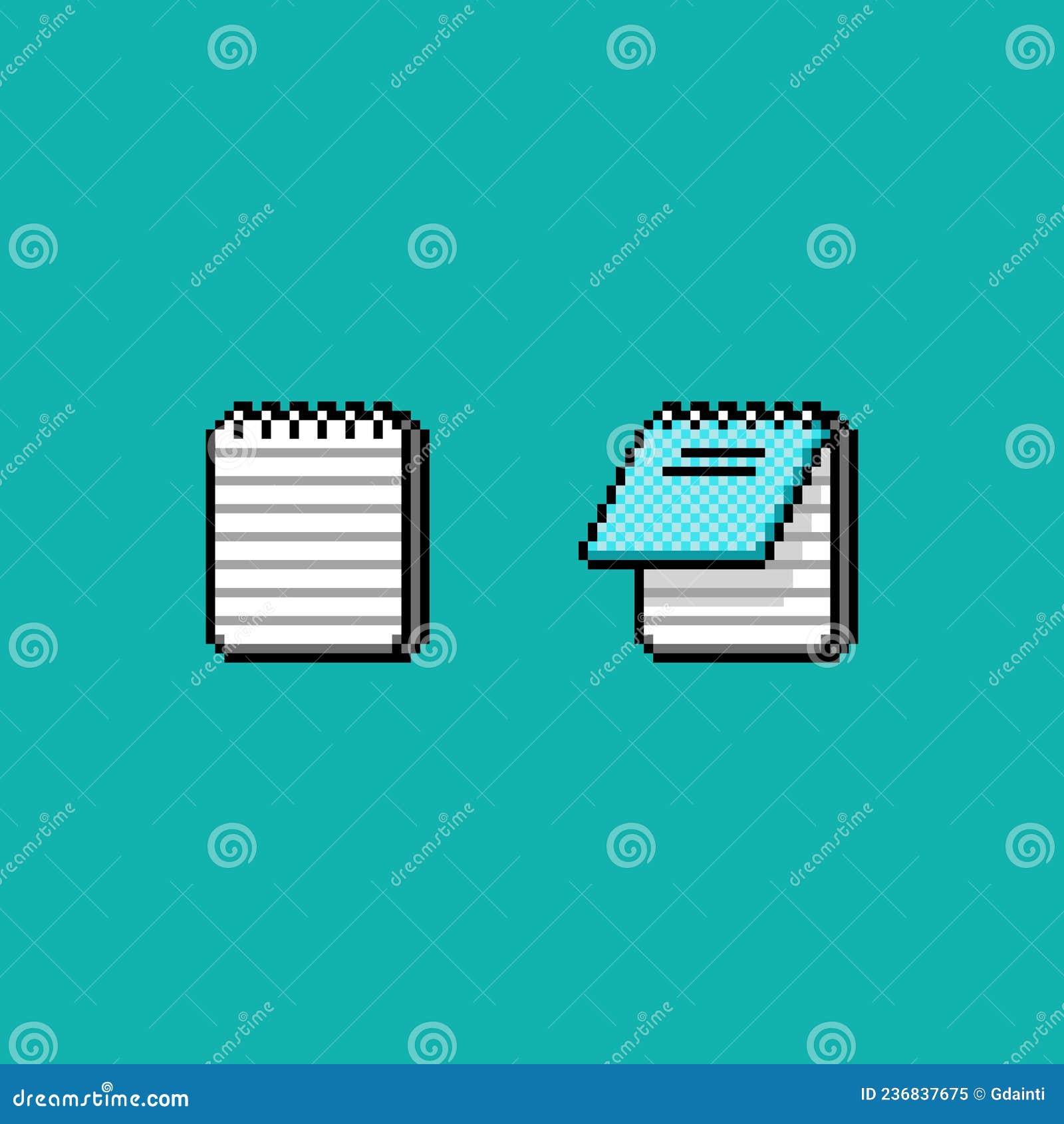Vector Pixel Art Retro Computer Text Lined Paper Notebook Icon 8 Bit ...