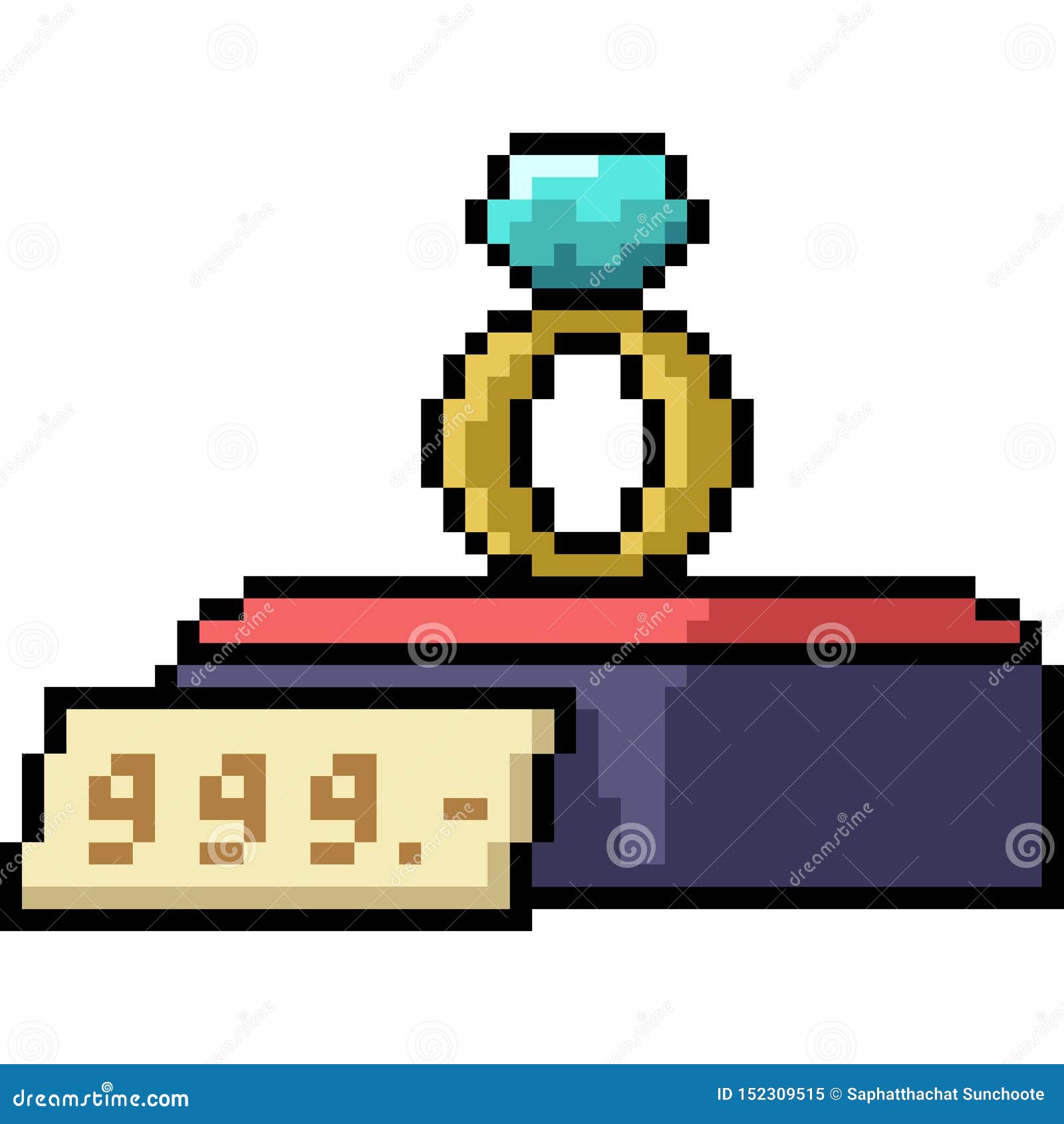 Vector pixel art ring stock vector. Illustration of cartoon - 152309515