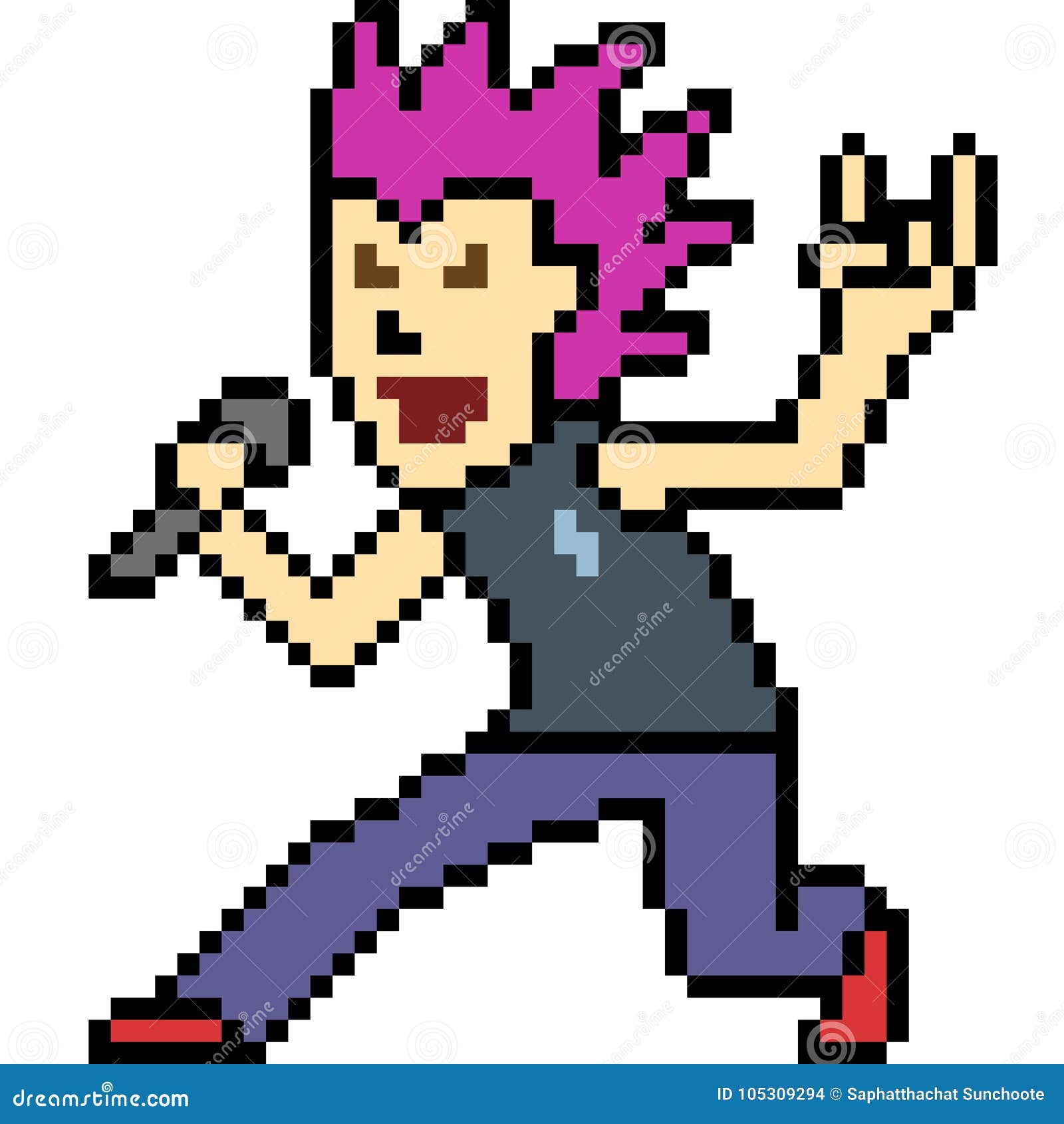 Vector Pixel Art Rock Singer Stock Vector - Illustration of teenager ...