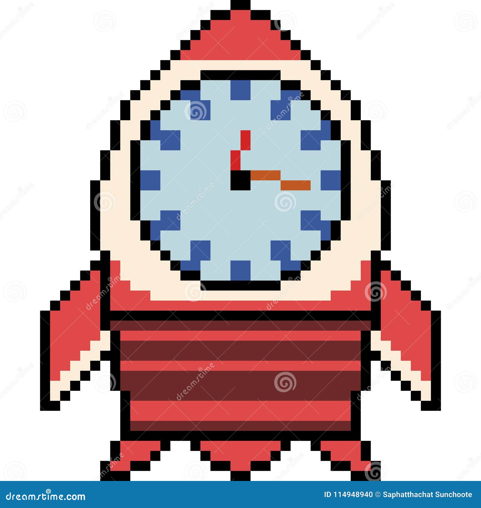 Vector Pixel Art Rocket Clock Stock Vector - Illustration of cute ... Vector Pixel Art Rocket Clock Stock Vector - Illustration of cute ...