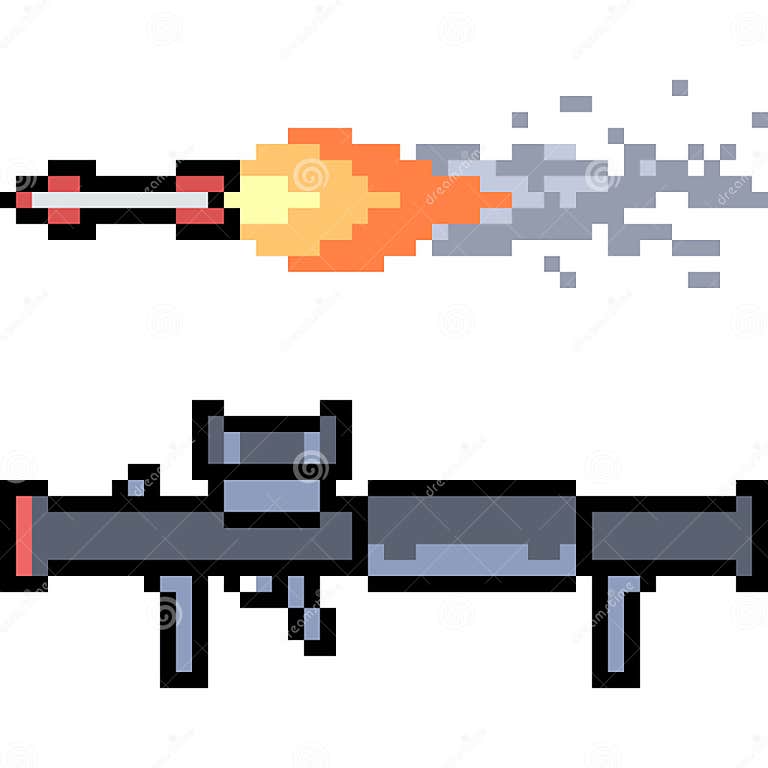 Vector Pixel Art Rocket Launcher Stock Vector - Illustration of soldier ...