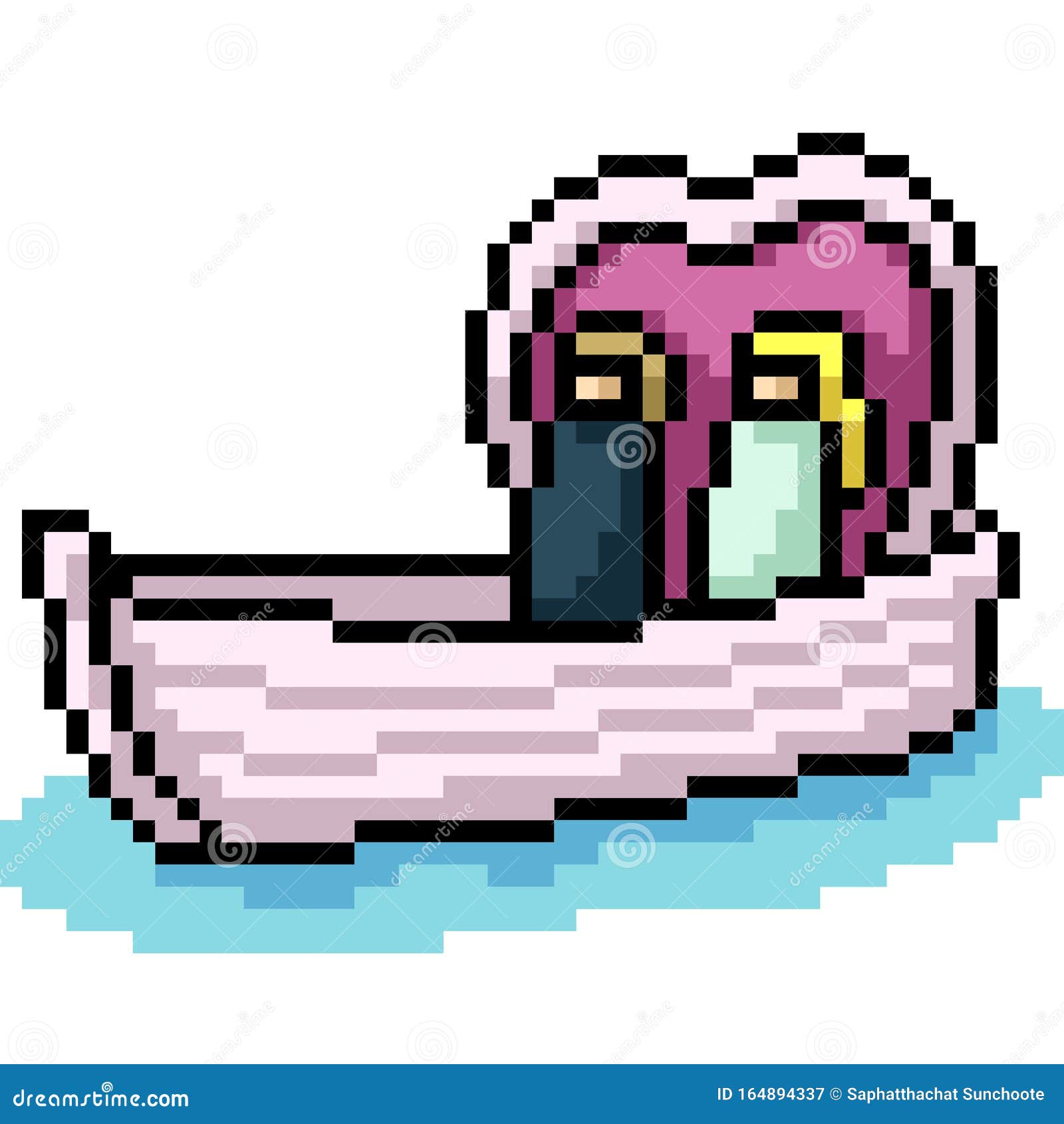 Vector Pixel Art Romance Boat Stock Vector - Illustration of river ...