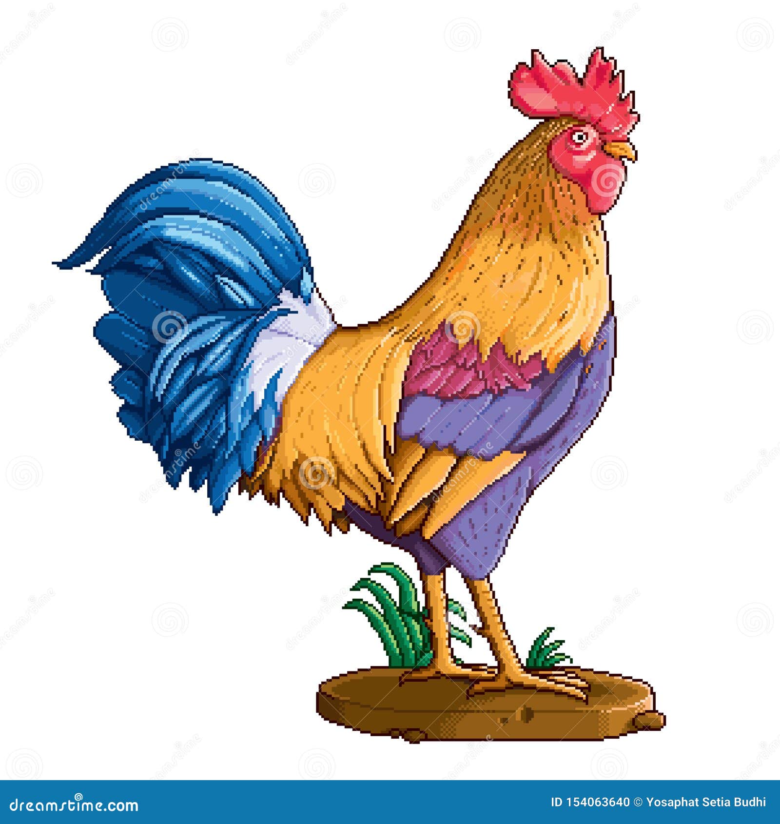 Pixel Art Rooster Cartoon Vector | CartoonDealer.com #85536125