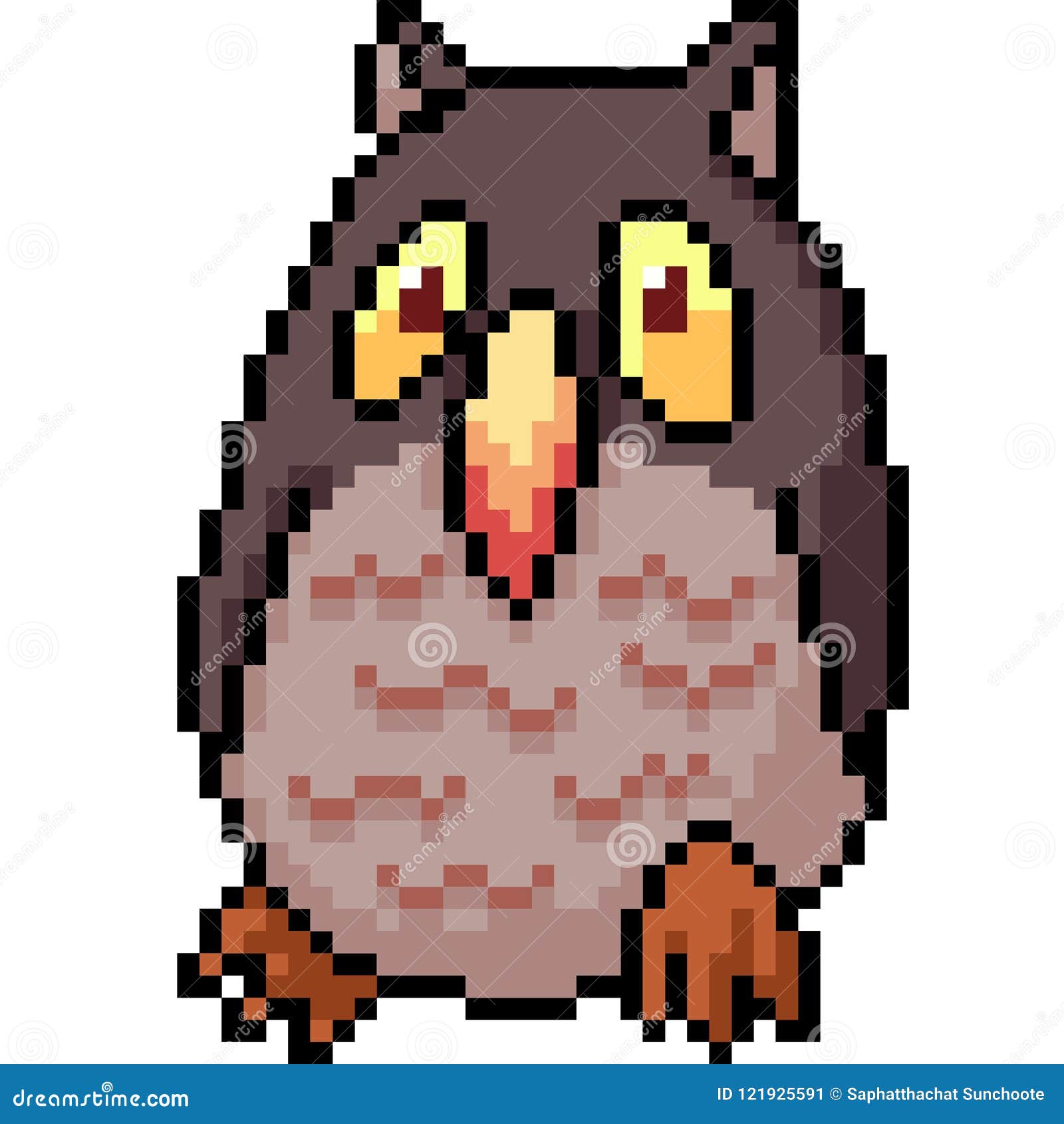 Vector pixel art round owl stock vector. Illustration of monster ...