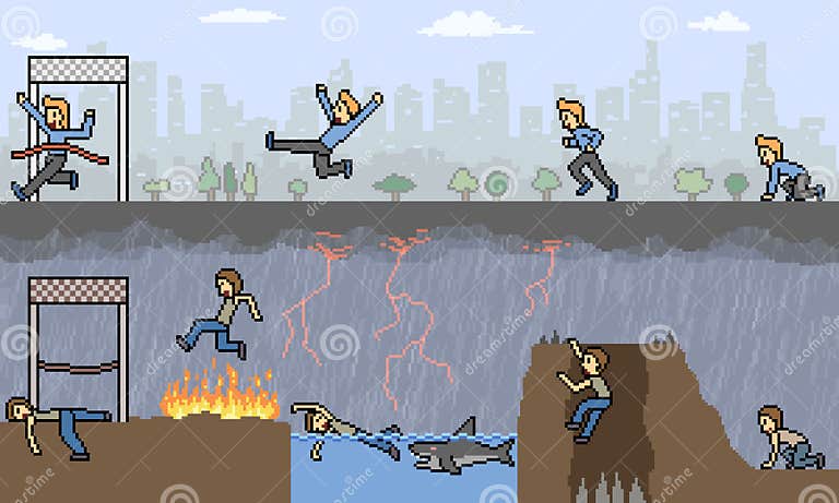 Vector Pixel Art Run through Obstacle Stock Vector - Illustration of ...