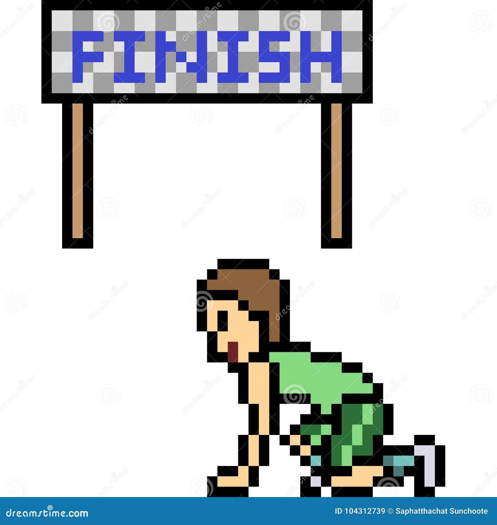 Vector Pixel Art Running Sport Stock Vector - Illustration of finish ...