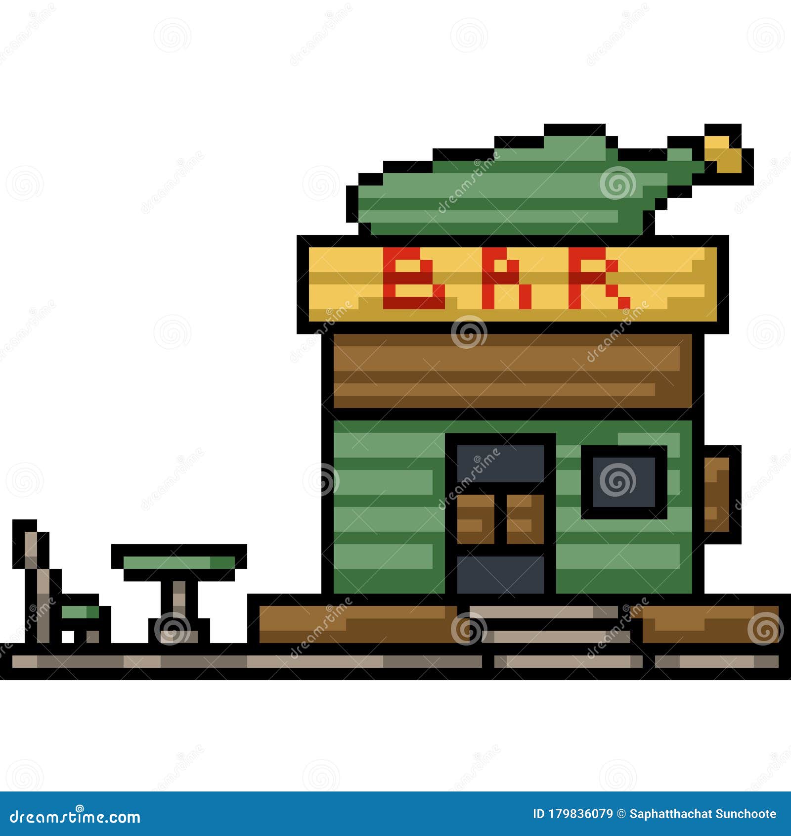 Vector pixel art rural bar stock vector. Illustration of vector - 179836079
