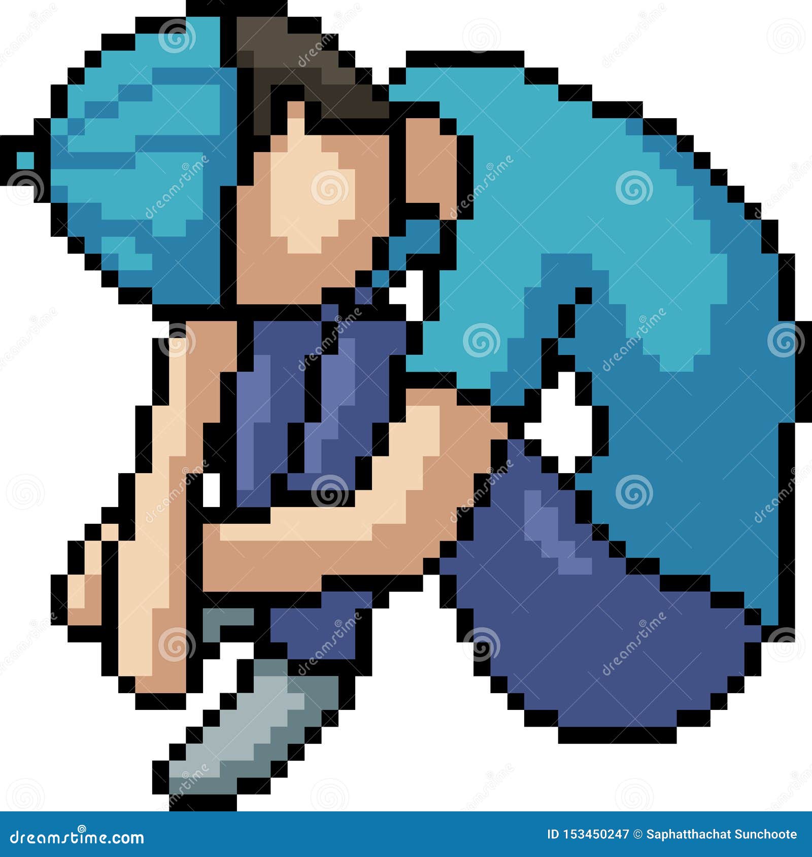 Vector pixel art sad man stock vector. Illustration of lose - 153450247