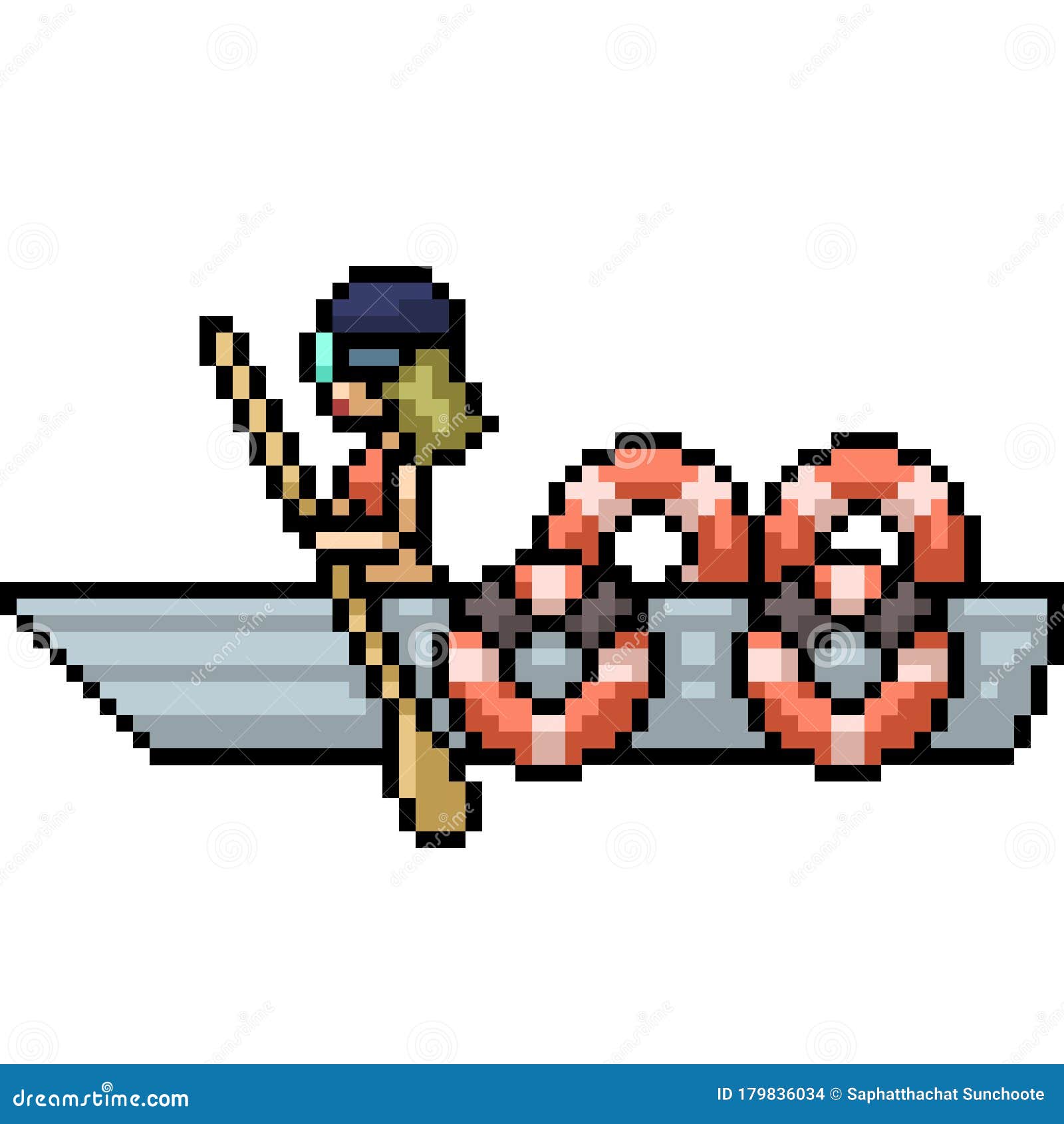 Vector Pixel Art Safety Boat Stock Vector - Illustration of paddle ...