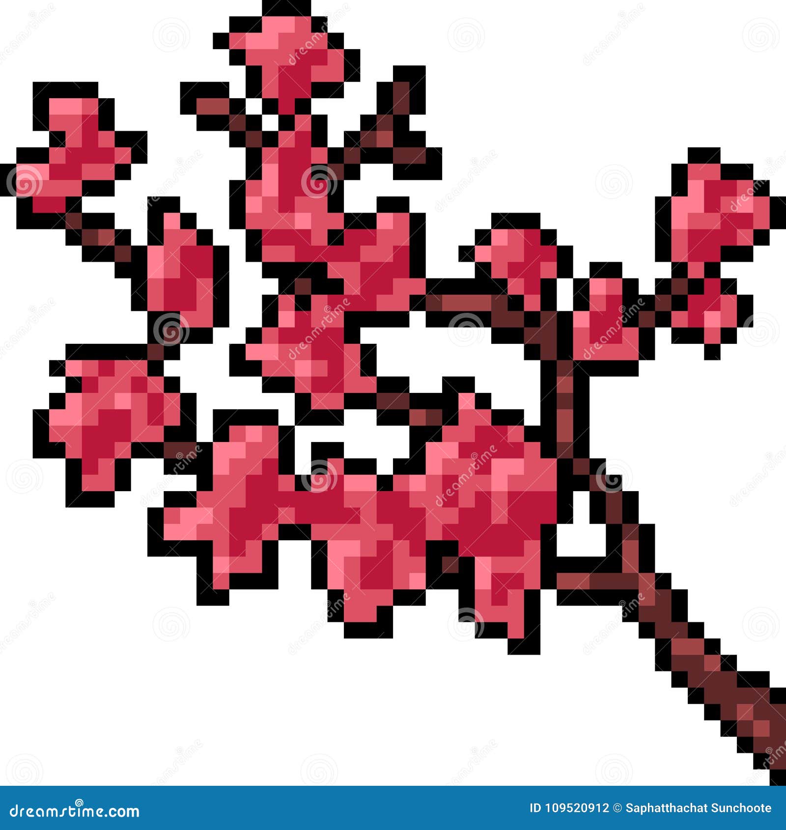 Vector Pixel Art Sakura Branch Stock Vector - Illustration of icon ...
