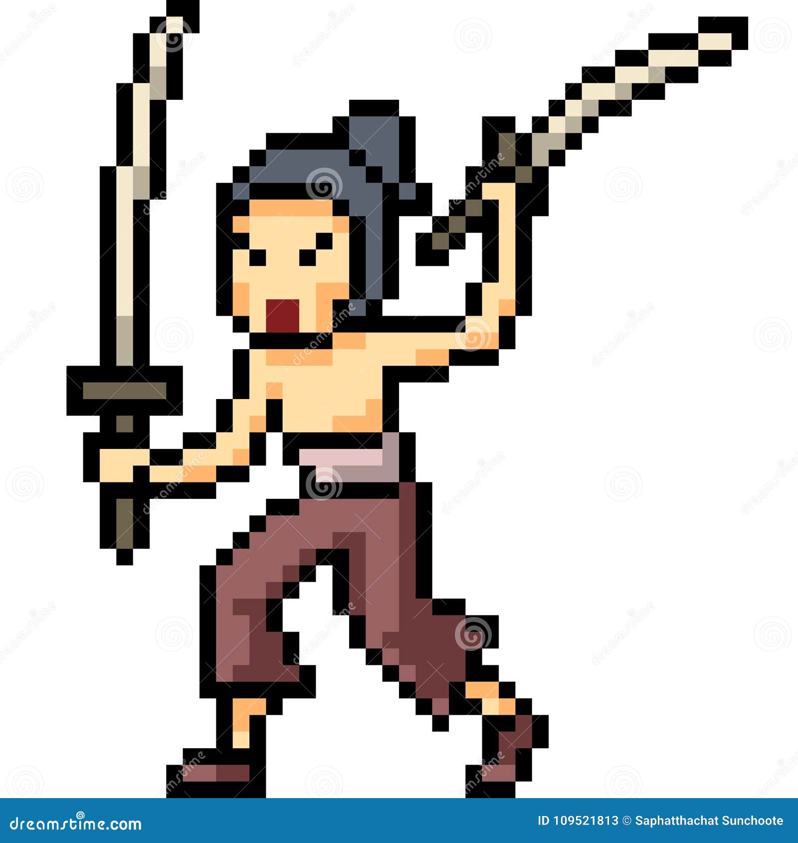 Pixel Art Samurai, Ninja, And Monk Stock Image | CartoonDealer.com ...