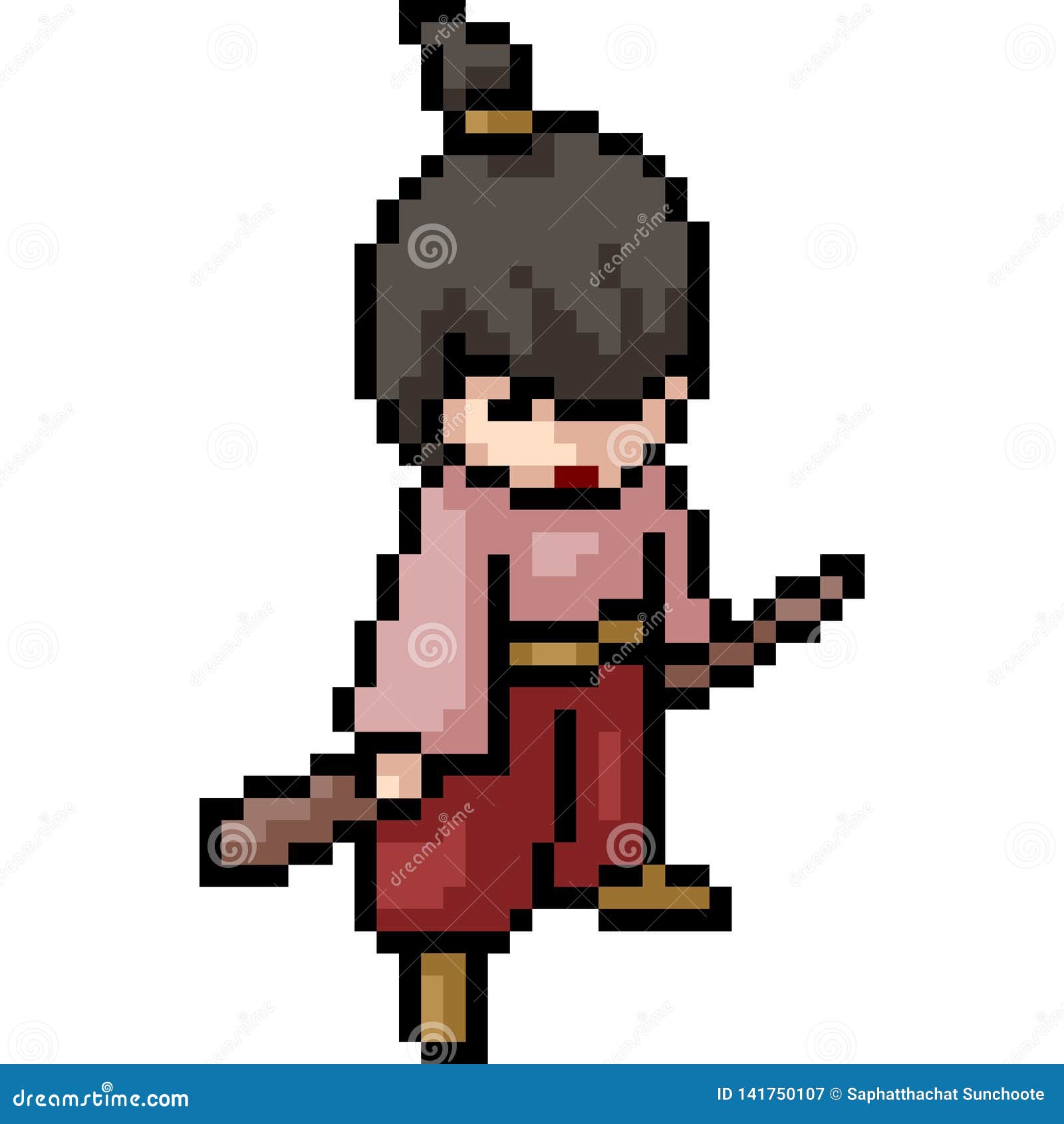 Vector Pixel Art Samurai Kid Stock Vector - Illustration of sword ...