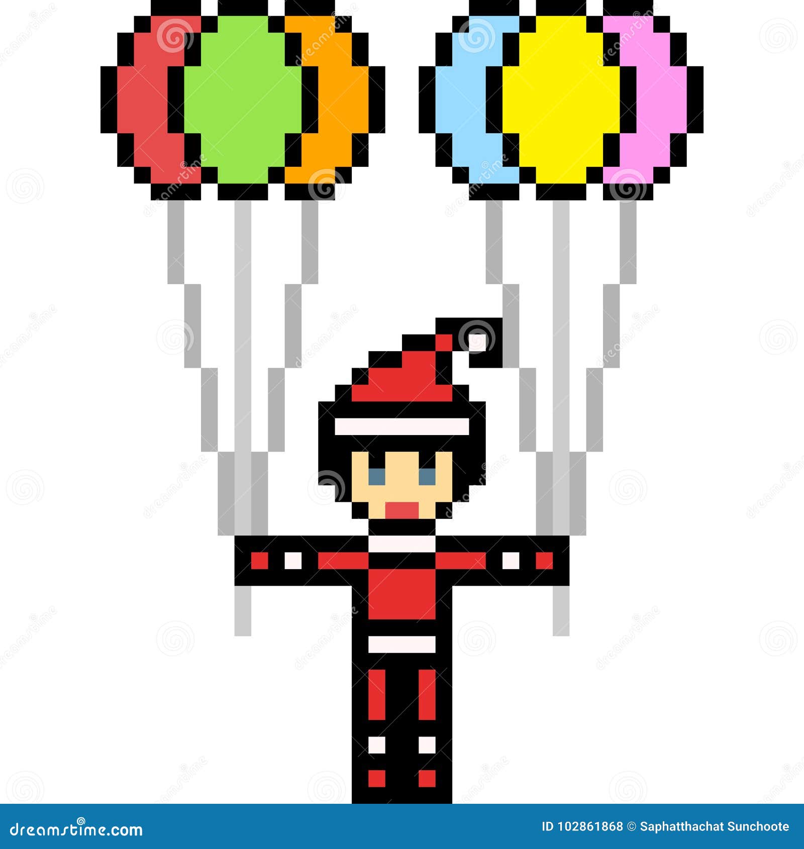 Vector Pixel Art Santa Balloon Stock Vector - Illustration of wear ...