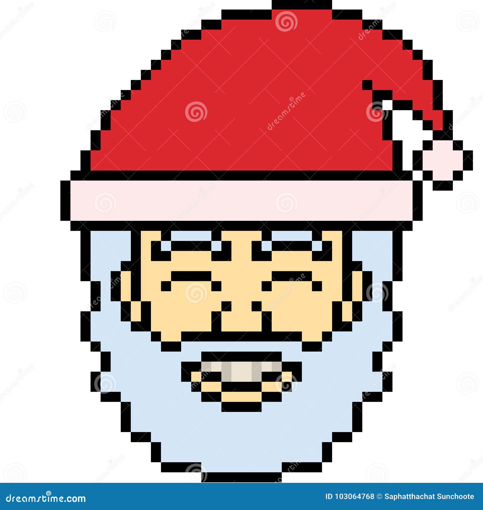 Vector Pixel Art Santa Head Stock Vector - Illustration of claus, front ...