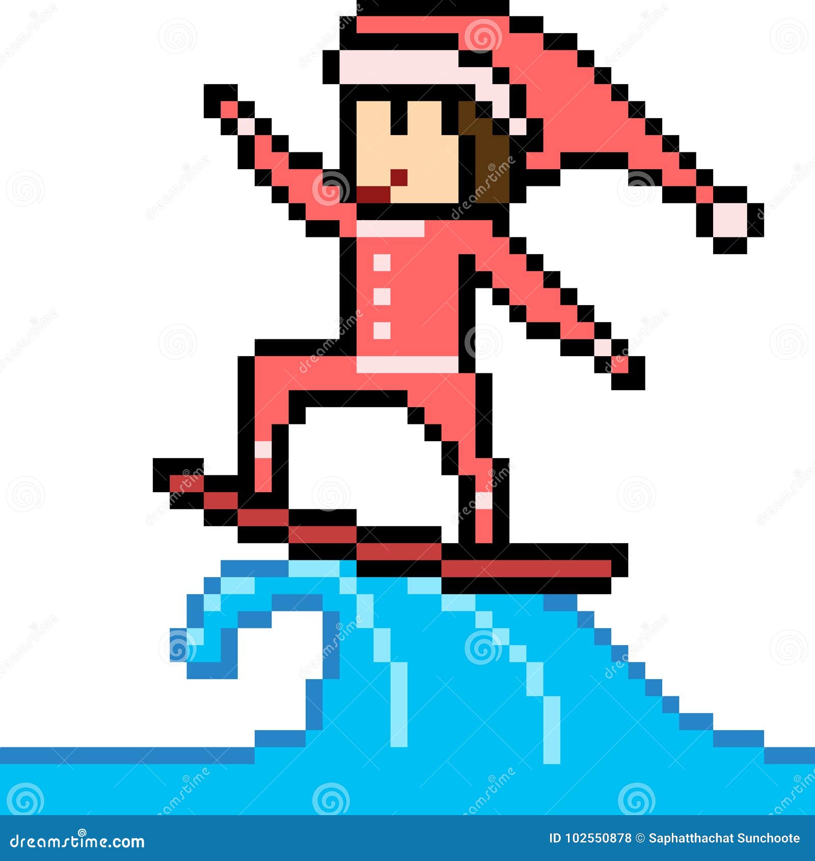 Vector Pixel Art Santa Surf Stock Vector - Illustration of year, smile ...