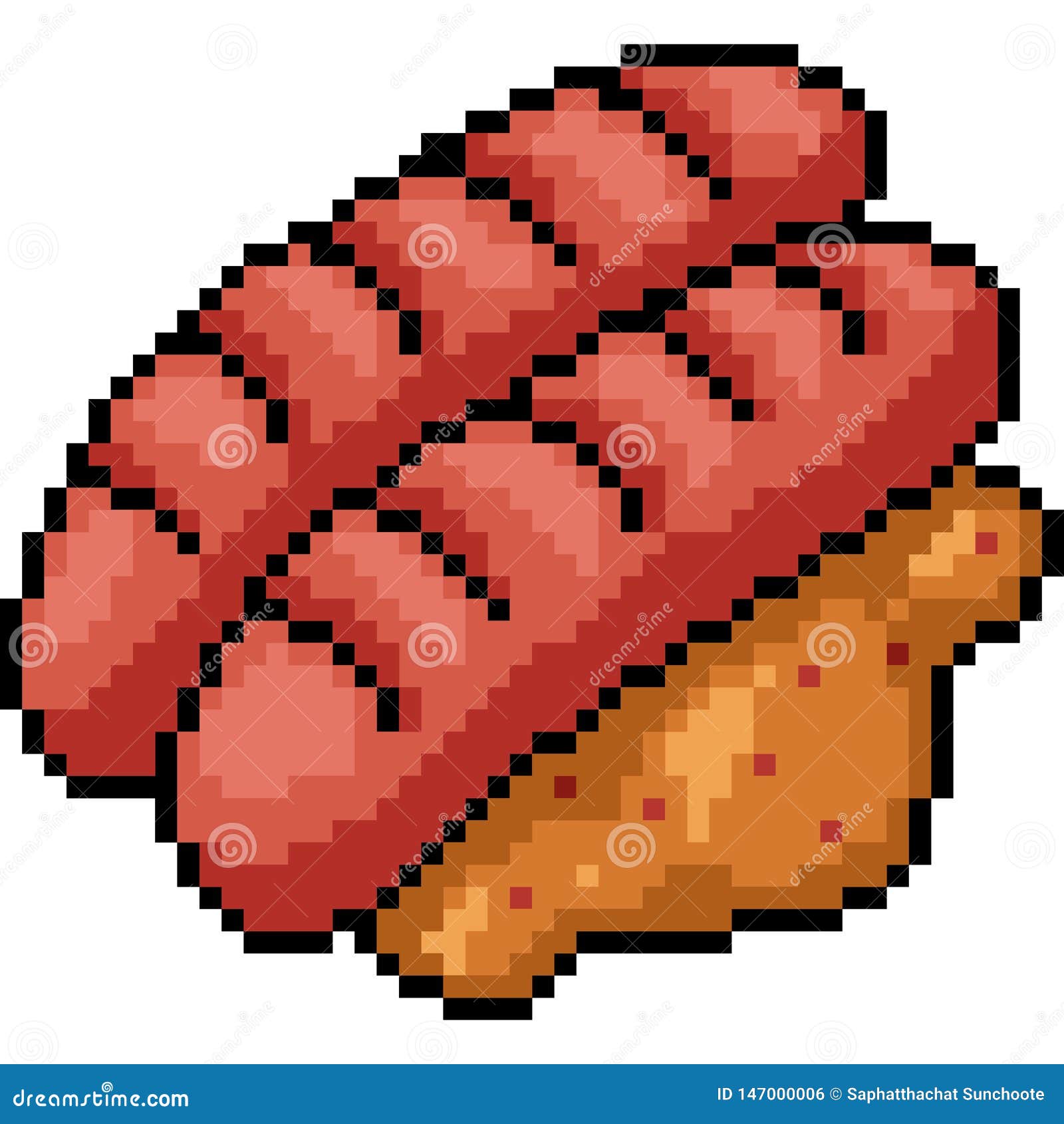 Vector Pixel Art Sausage Set Stock Vector - Illustration of white ...
