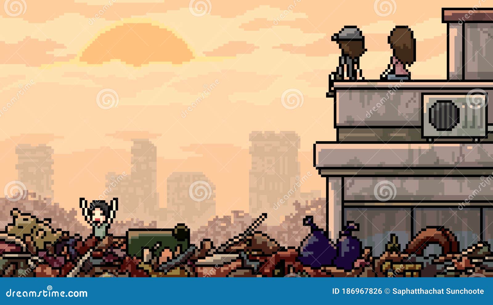 Vector Pixel Art Junk Flood City Stock Vector - Illustration of junk ...