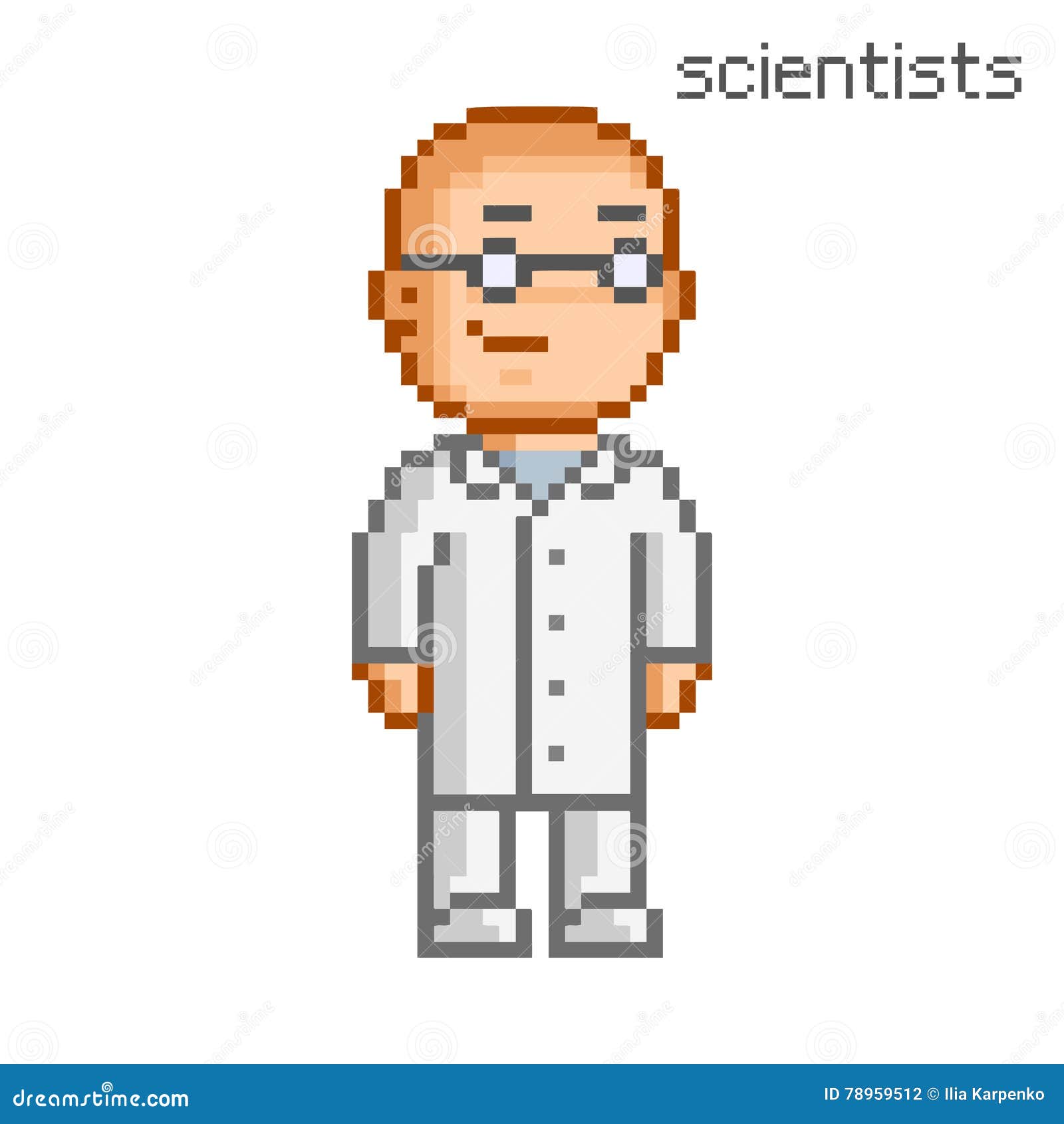 Pixel Art Scientist Conducts A Scientific Experiment Cartoon Vector ...
