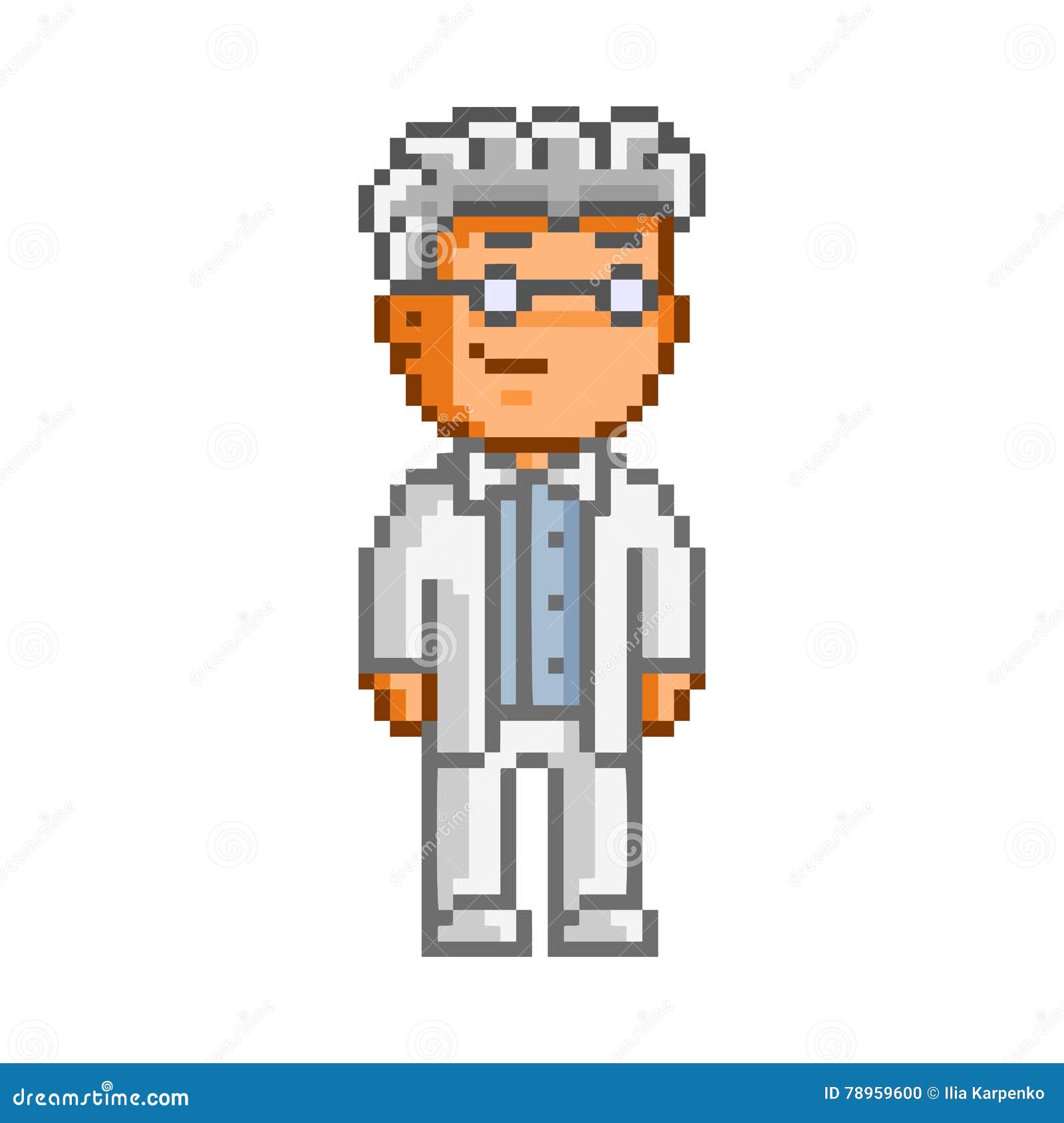 Vector Pixel Art Scientist on White Background. Stock Illustration ...
