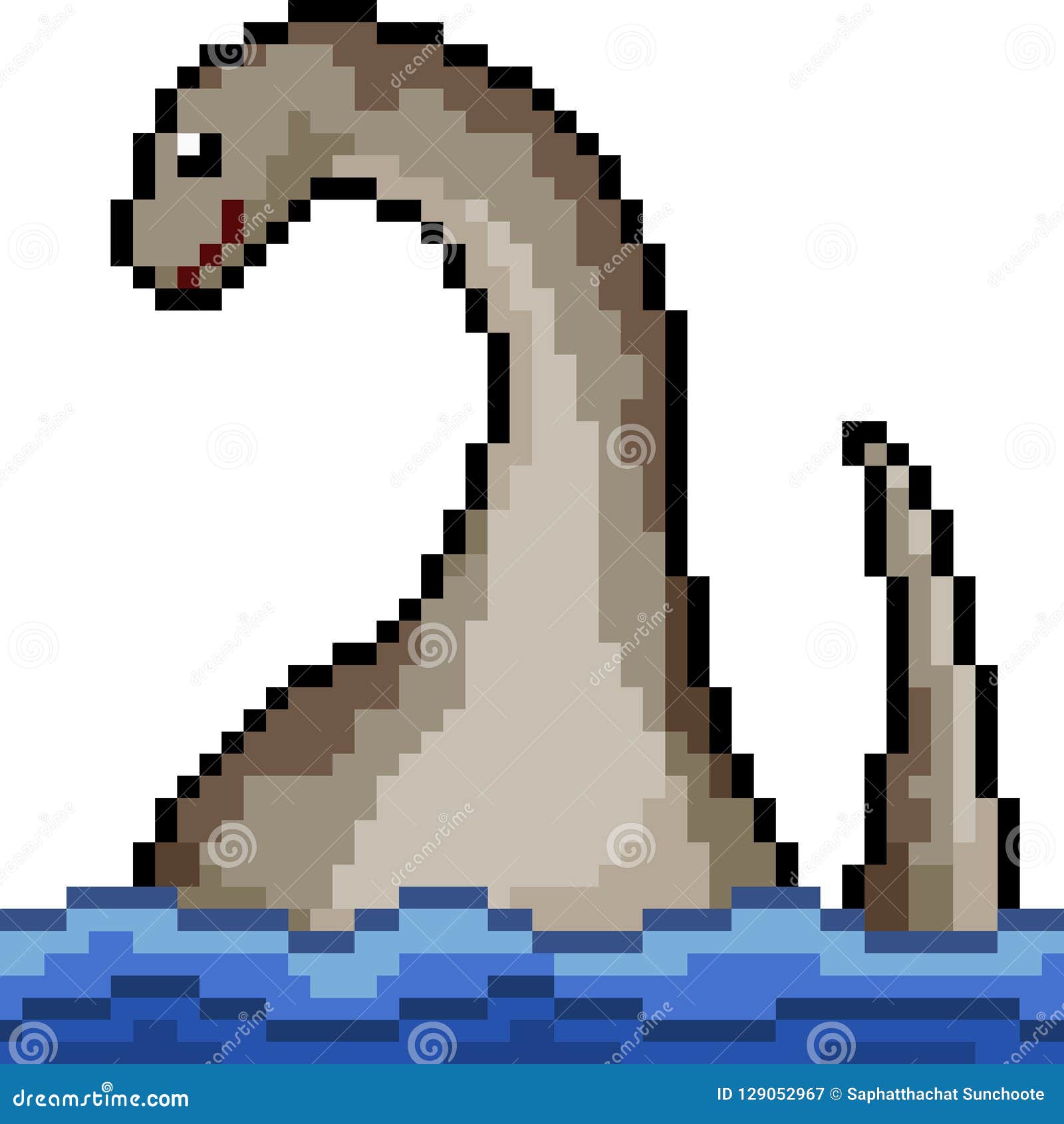 Vector Pixel Art Sea Monster Stock Vector - Illustration of cartoon ...