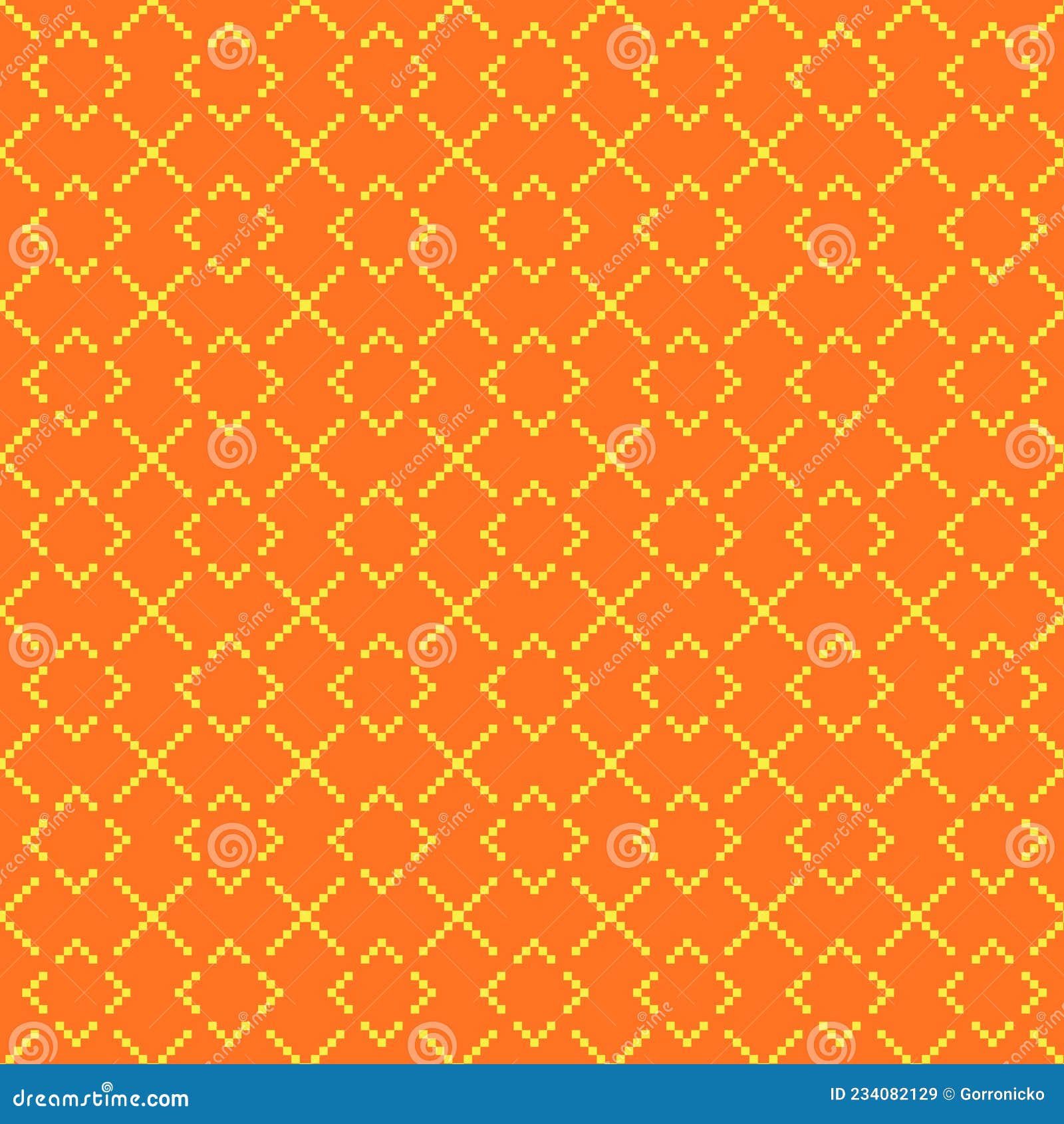 Vector Pixel Art Seamless Orange Pattern of Abstract Diagonal Dotted ...