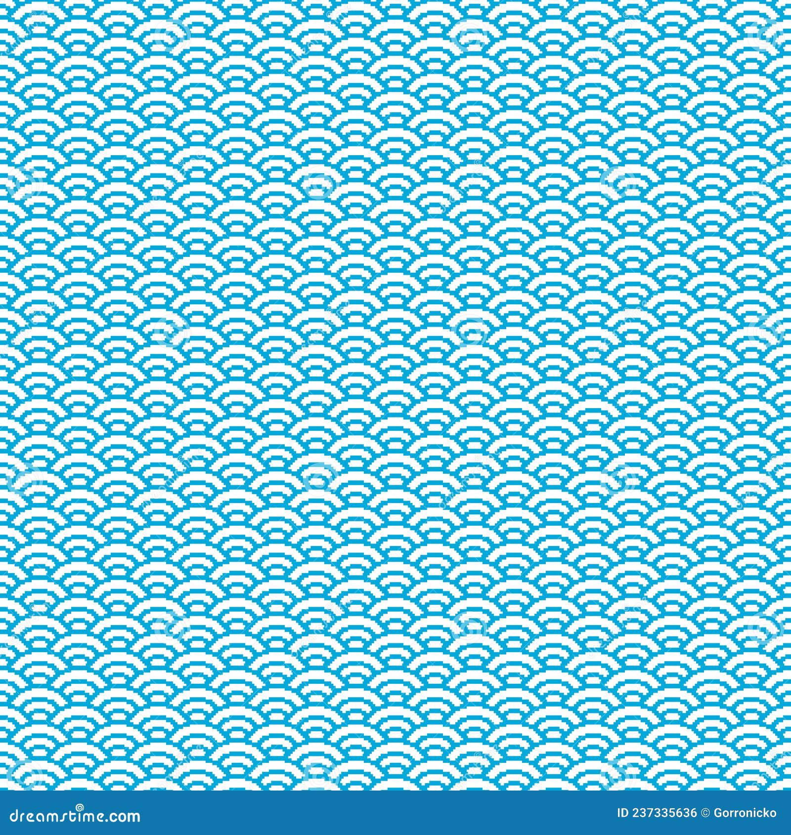 Vector Pixel Art Seamless Pattern of Minimalistic Blue Color Japanese ...
