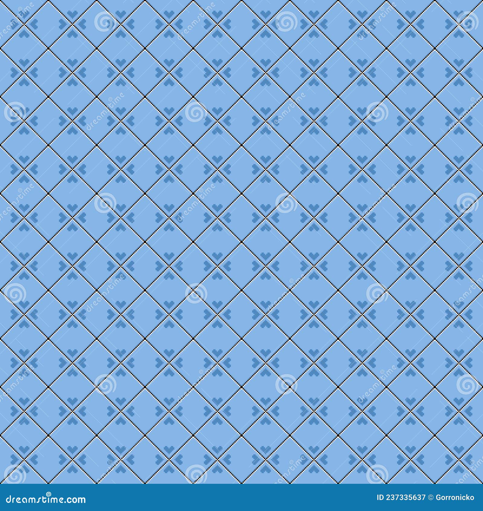 Vector Pixel Art Seamless Pattern of Minimalistic Blue Rhomboid Tile ...