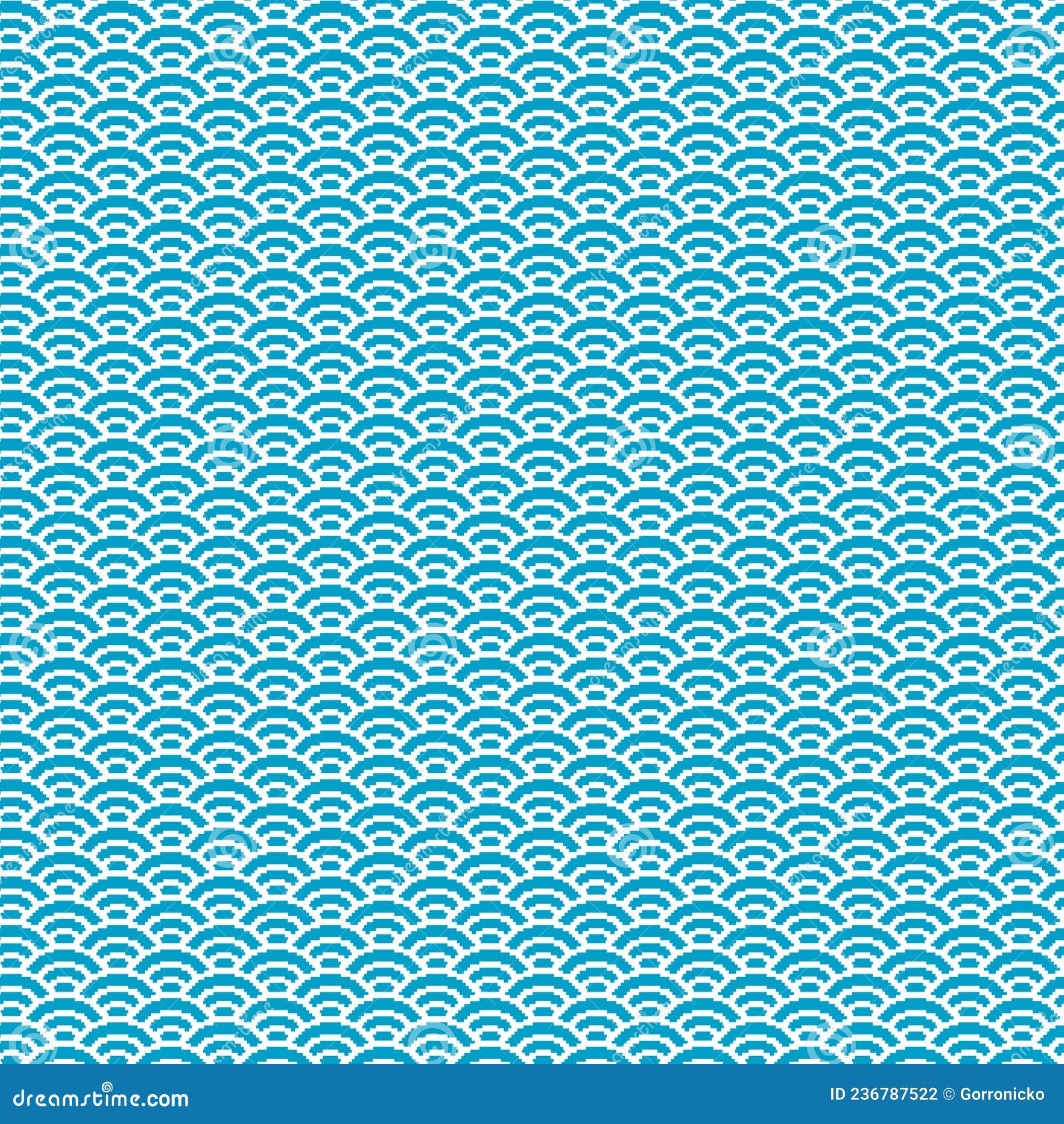 Vector Pixel Art Seamless Pattern of Minimalistic Turquoise Japanese ...