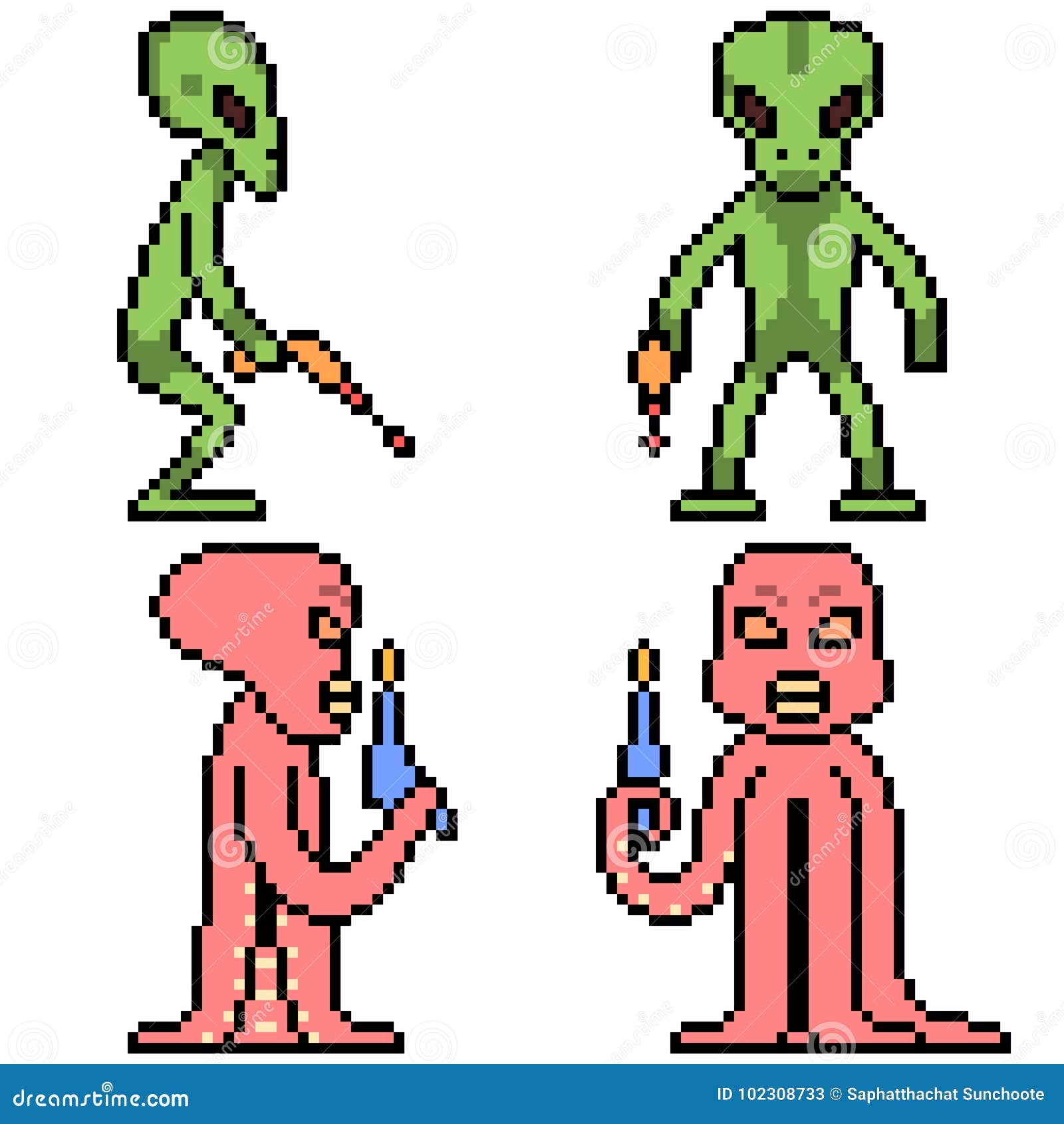 Vector pixel art set alien stock vector. Illustration of alien - 102308733 Vector pixel art set alien stock vector. Illustration of alien - 102308733