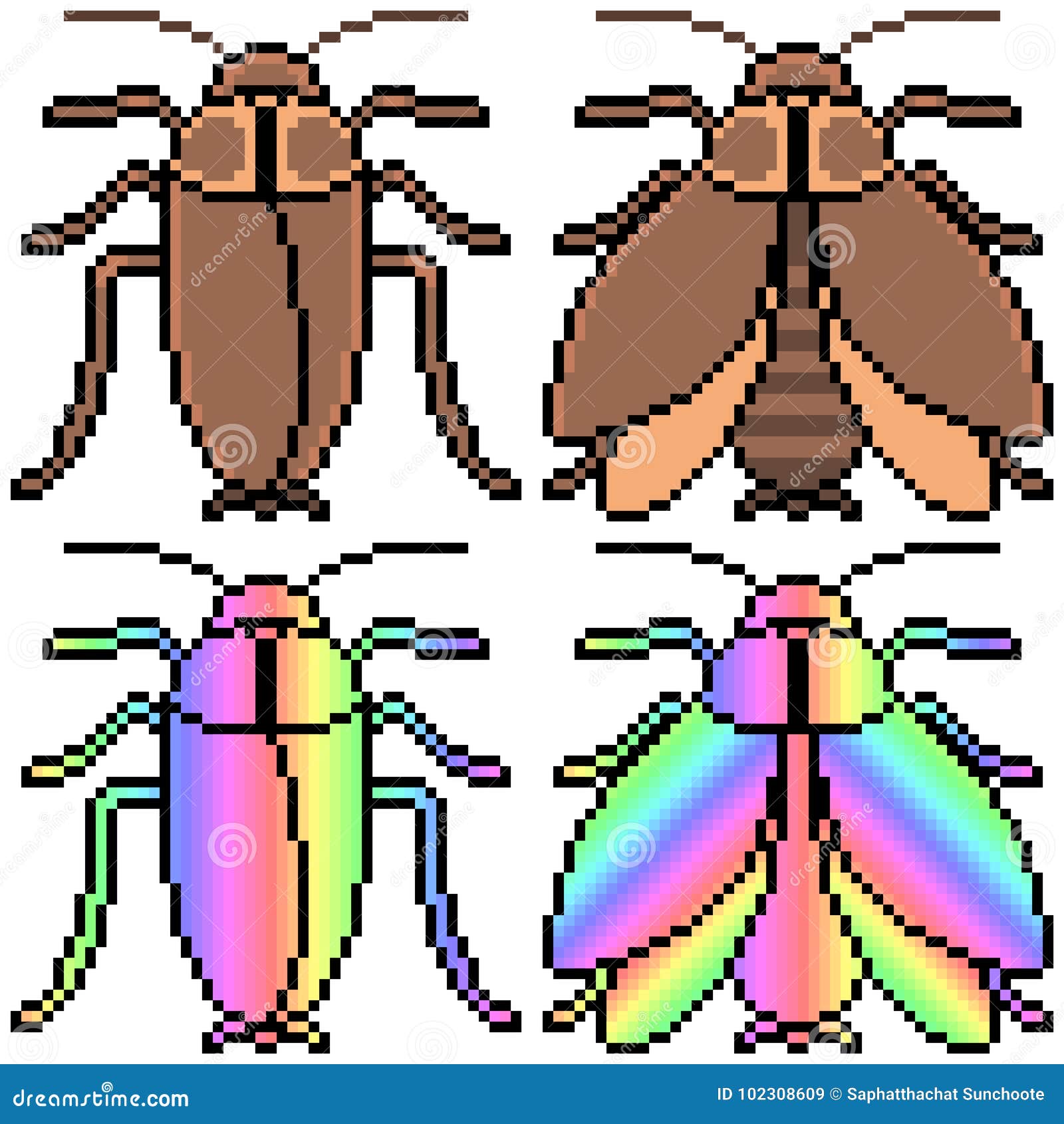 Vector Pixel Art Set Cockroach | CartoonDealer.com #102308609 Vector Pixel Art Set Cockroach | CartoonDealer.com #102308609
