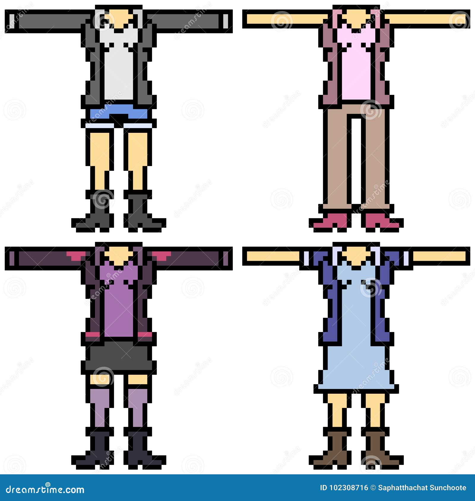 Vector Pixel Art Set Fashion Stock Vector - Illustration of pant ...