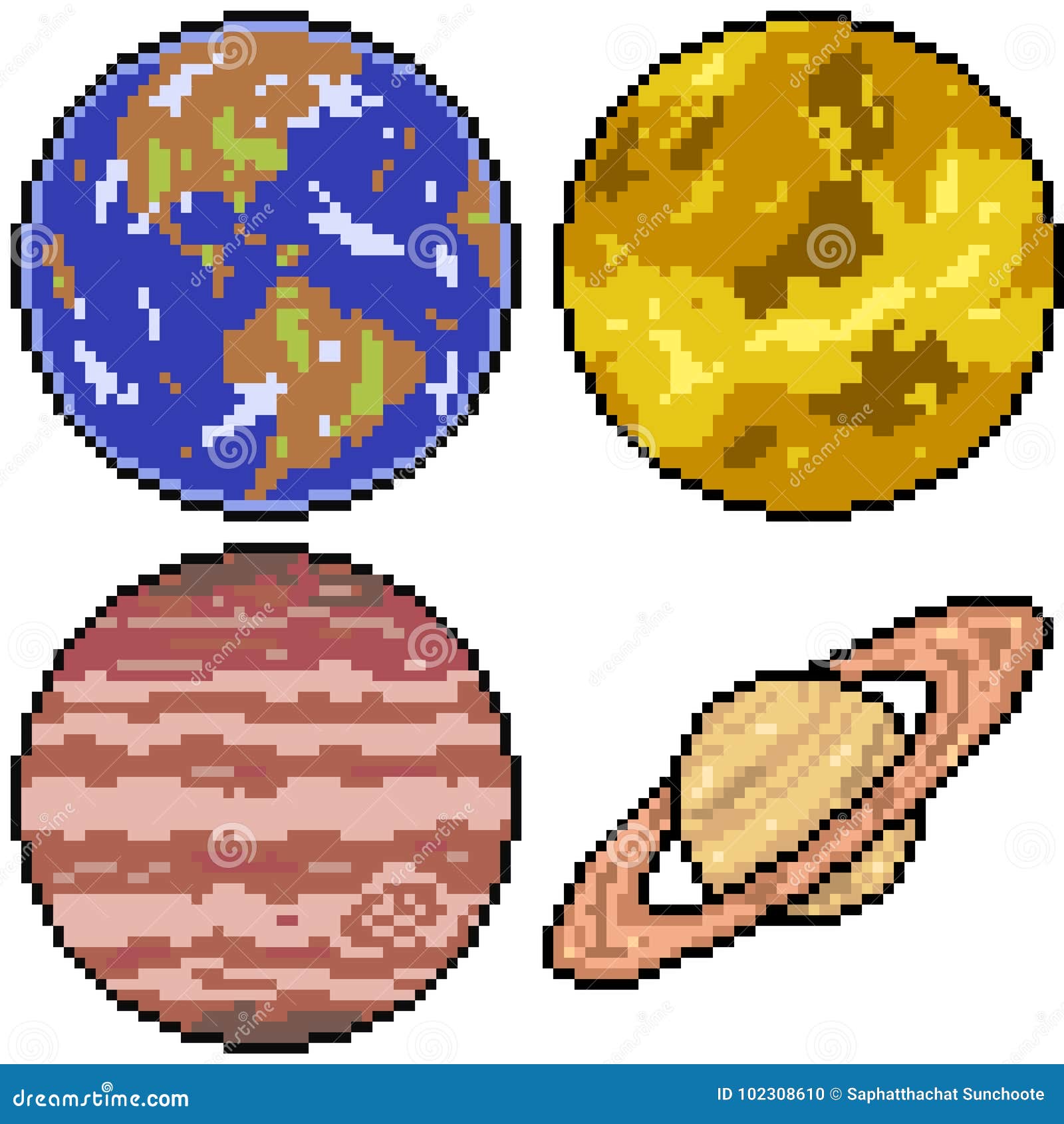 Vector Pixel Art Set Planet | CartoonDealer.com #102308610