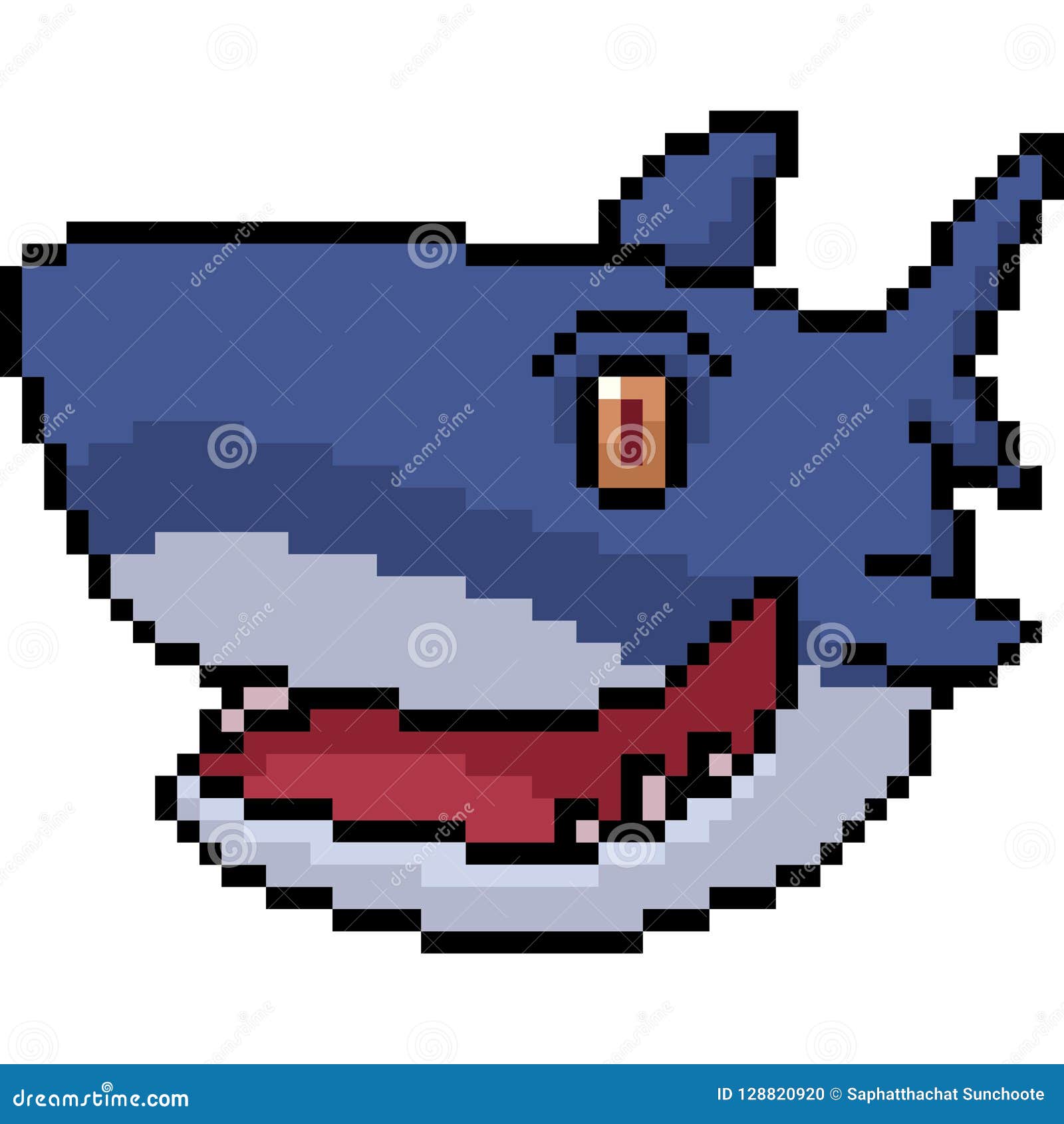Pixel Shark: Playful Character Design In Minecraft Pixel Art Royalty ...