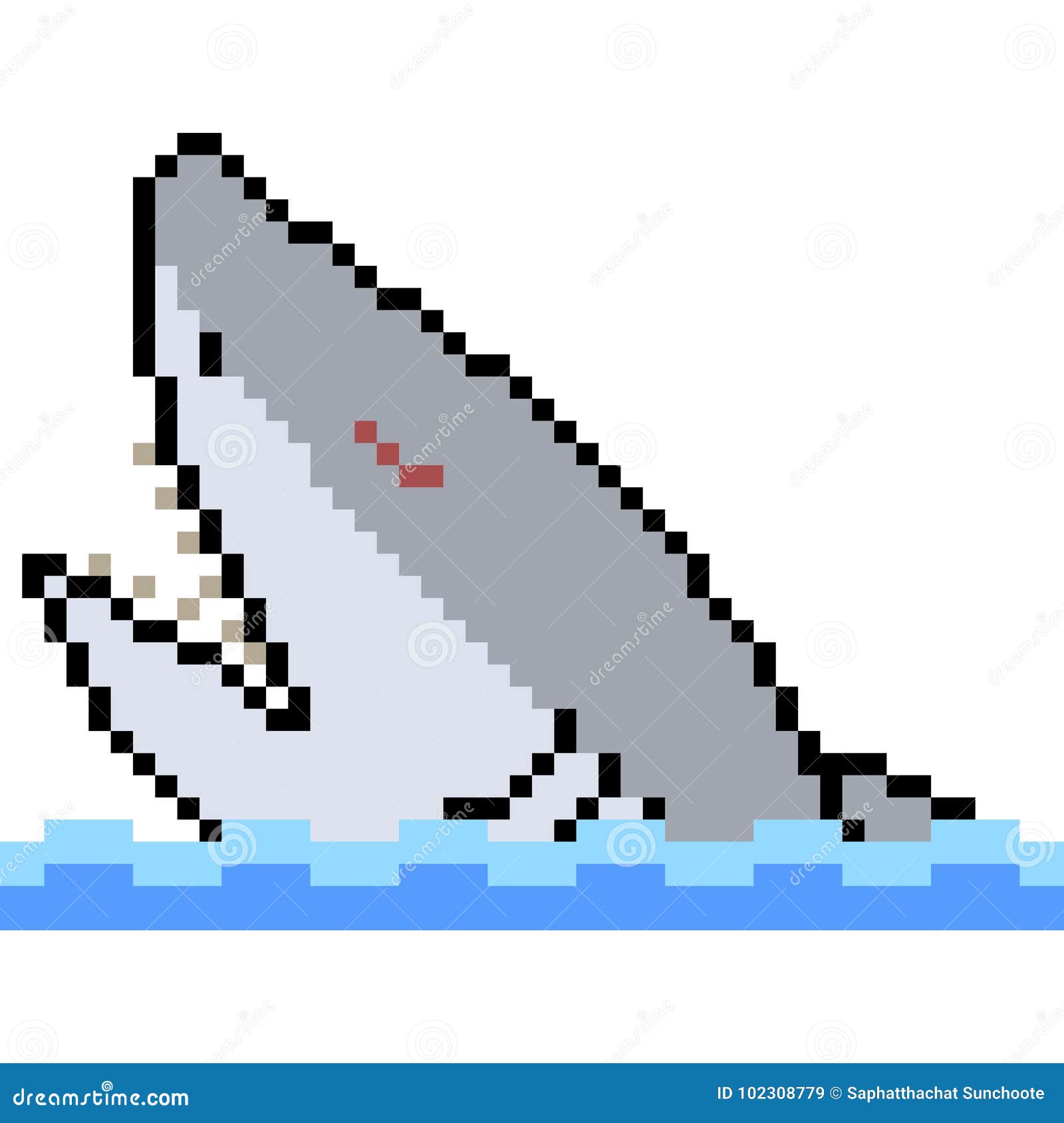 Vector pixel art shark stock vector. Illustration of vector - 102308779