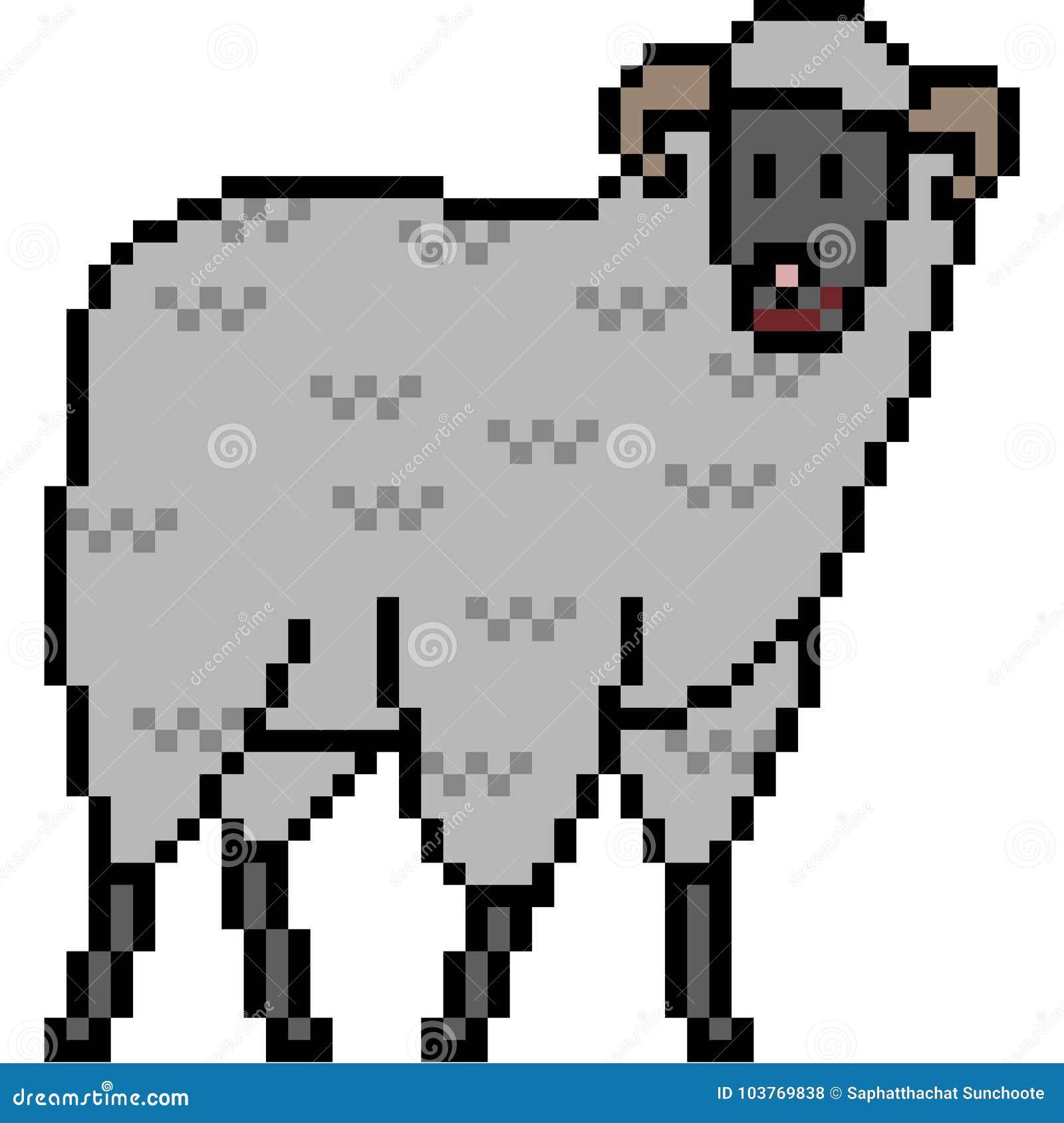 Vector pixel art sheep stock vector. Illustration of grey - 103769838