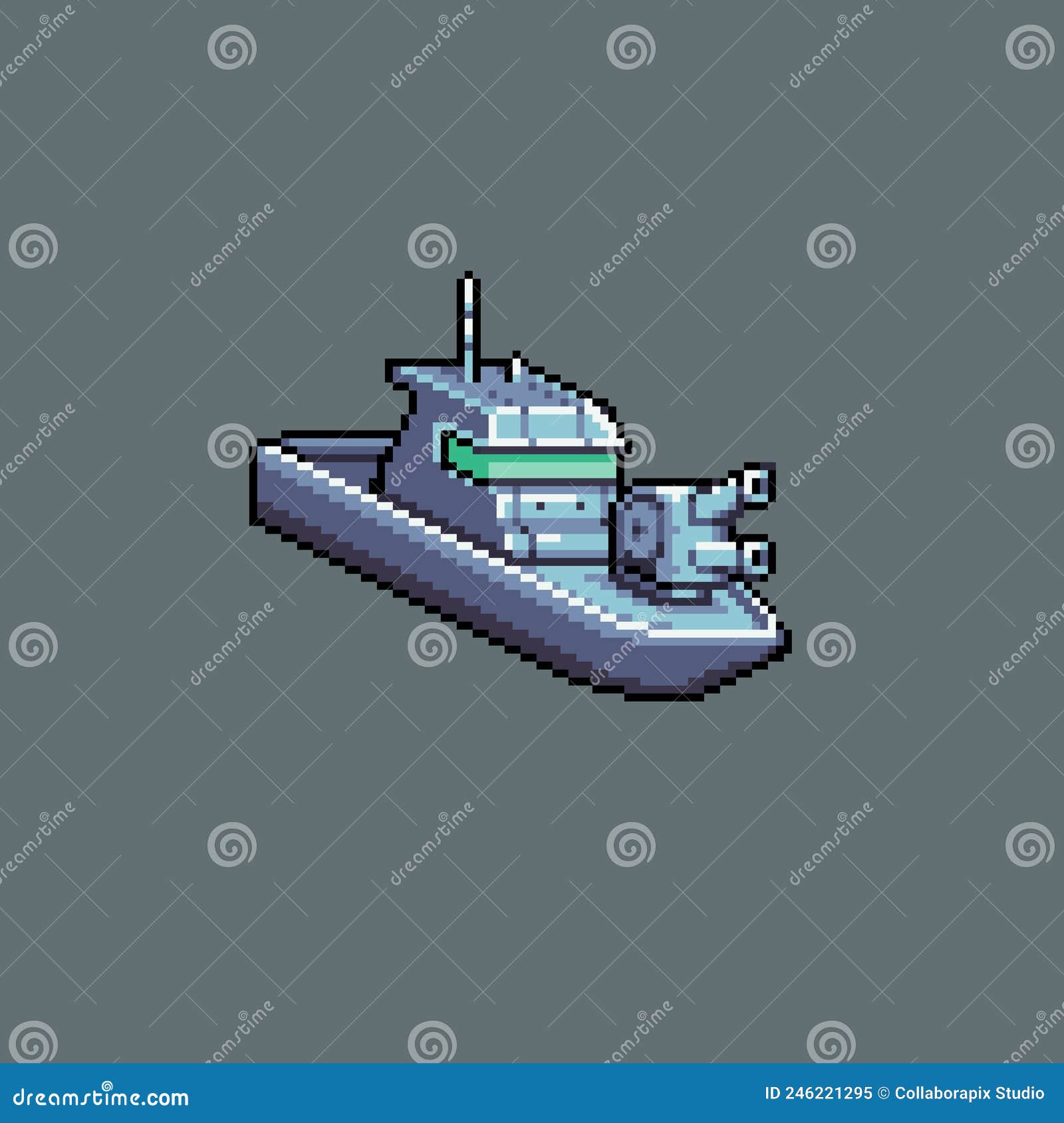 Pixel Art Ship Logo Icon Vector | CartoonDealer.com #128600647