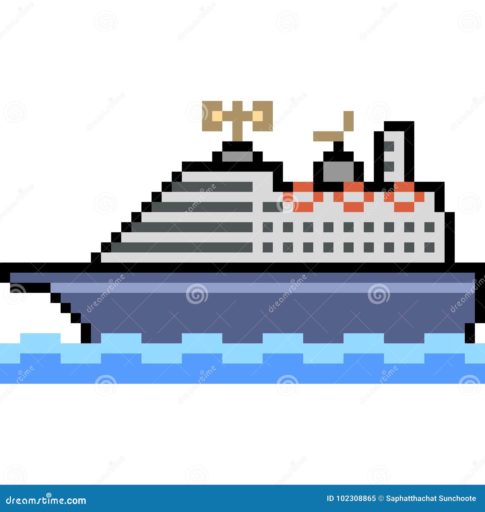 Vector pixel art ship stock vector. Illustration of boat - 102308865