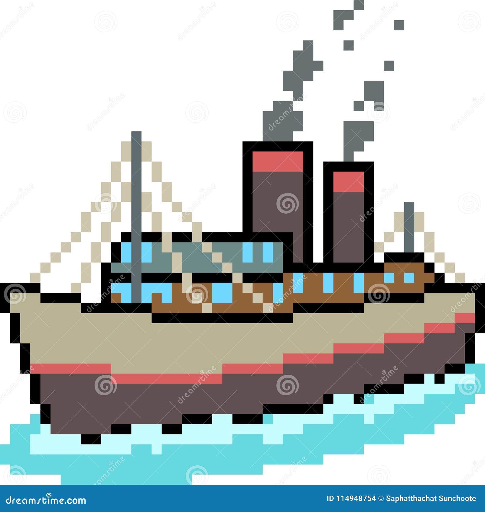 Pixel Art Ship Vector Editable | CartoonDealer.com #246221297