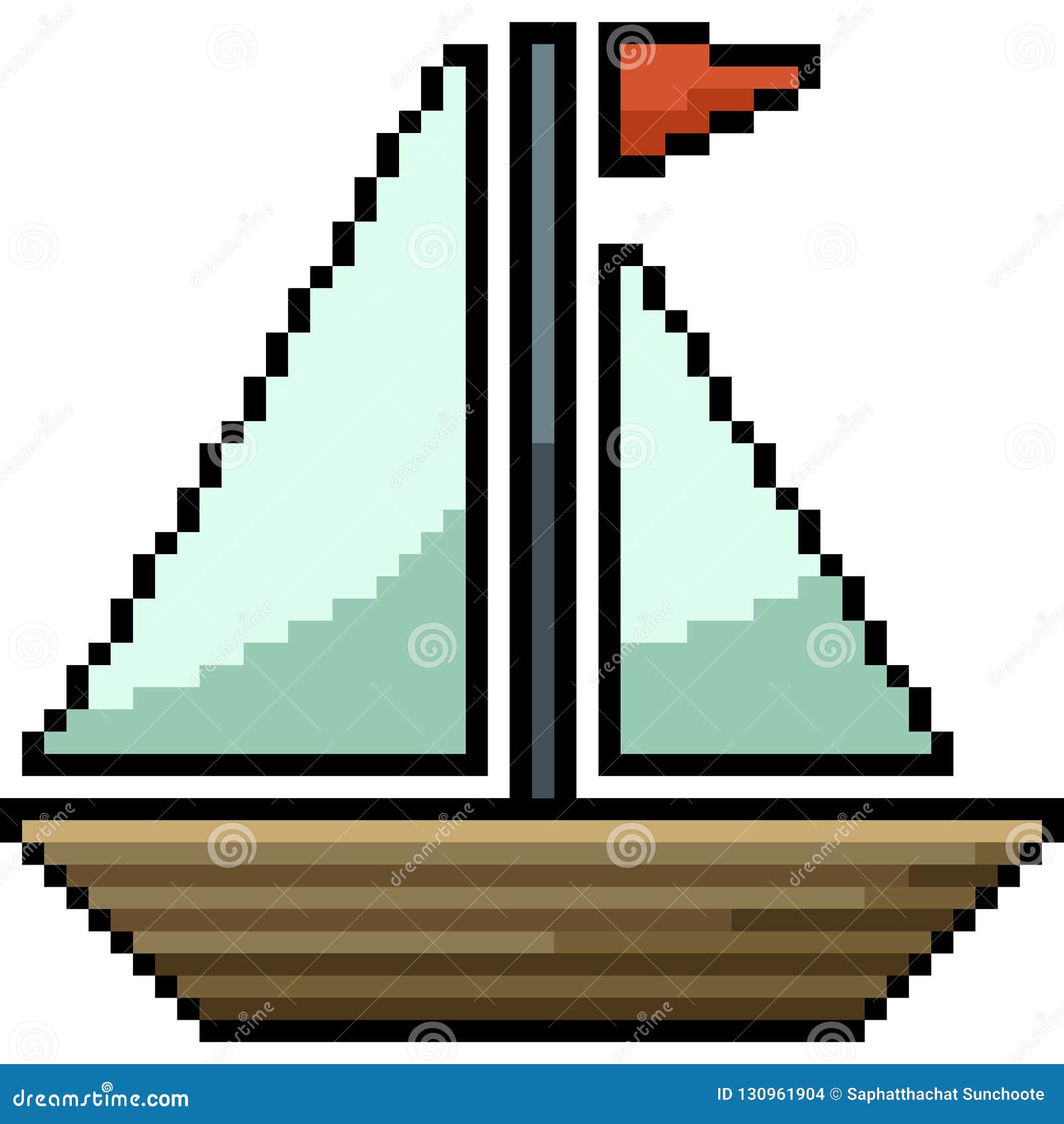 Vector pixel art ship stock vector. Illustration of vector - 130961904