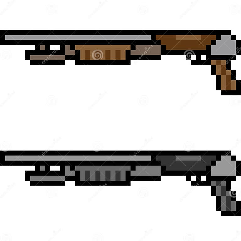 Vector pixel art shotgun stock vector. Illustration of pixel - 102310387