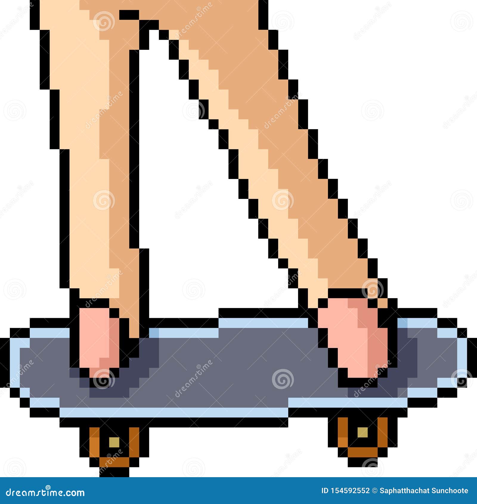 Skateboard Pixel Art. Board For Riding 8 Bit. Old Game Graphics Vector ...