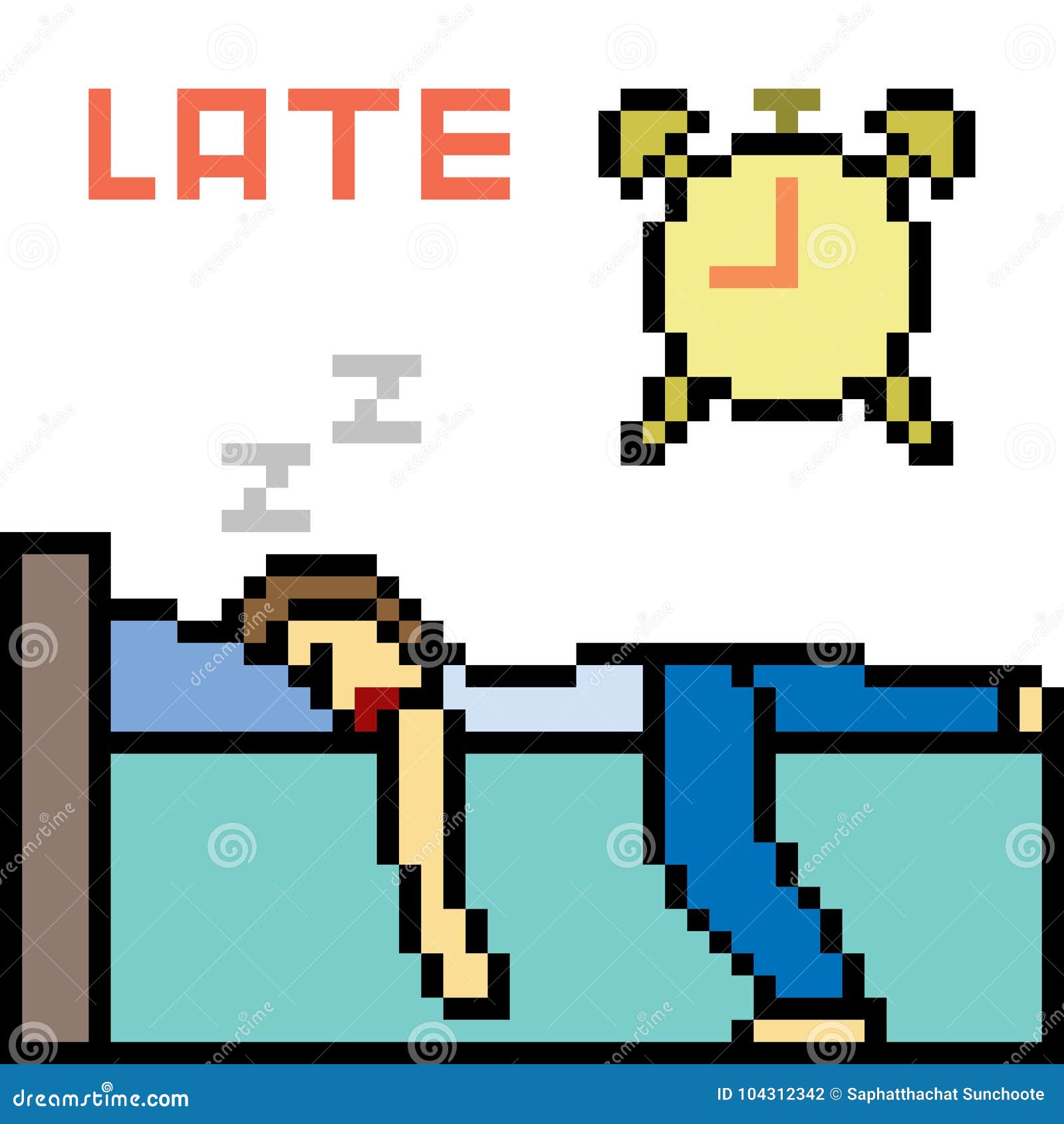 Vector Pixel Art Sleep Late Stock Vector - Illustration of pixel, sleep ...