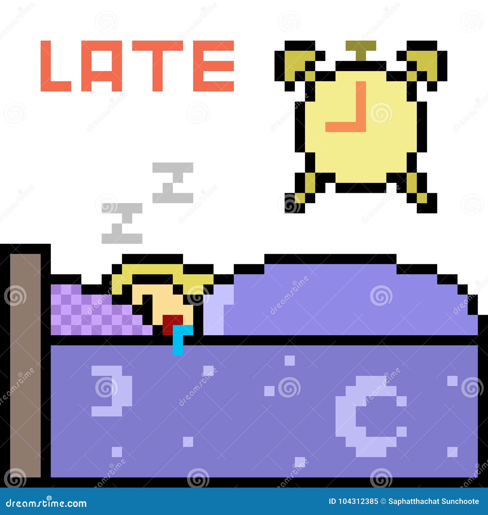 Vector Pixel Art Sleep Late Stock Vector - Illustration of cold ...