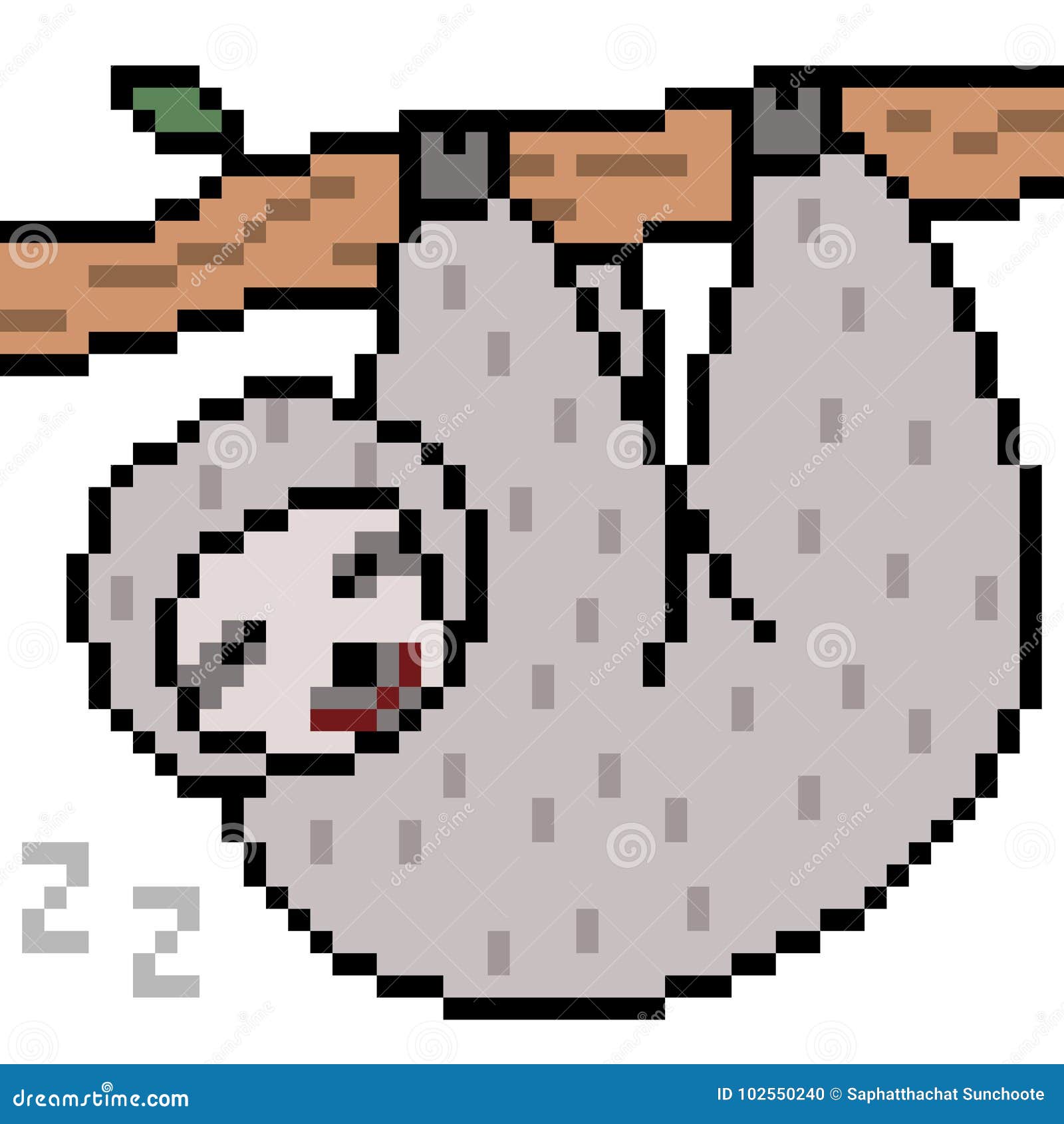 Vector pixel art sloth stock vector. Illustration of hang - 102550240