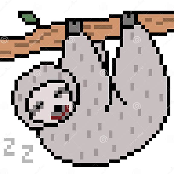 Vector pixel art sloth stock vector. Illustration of hang - 102550240