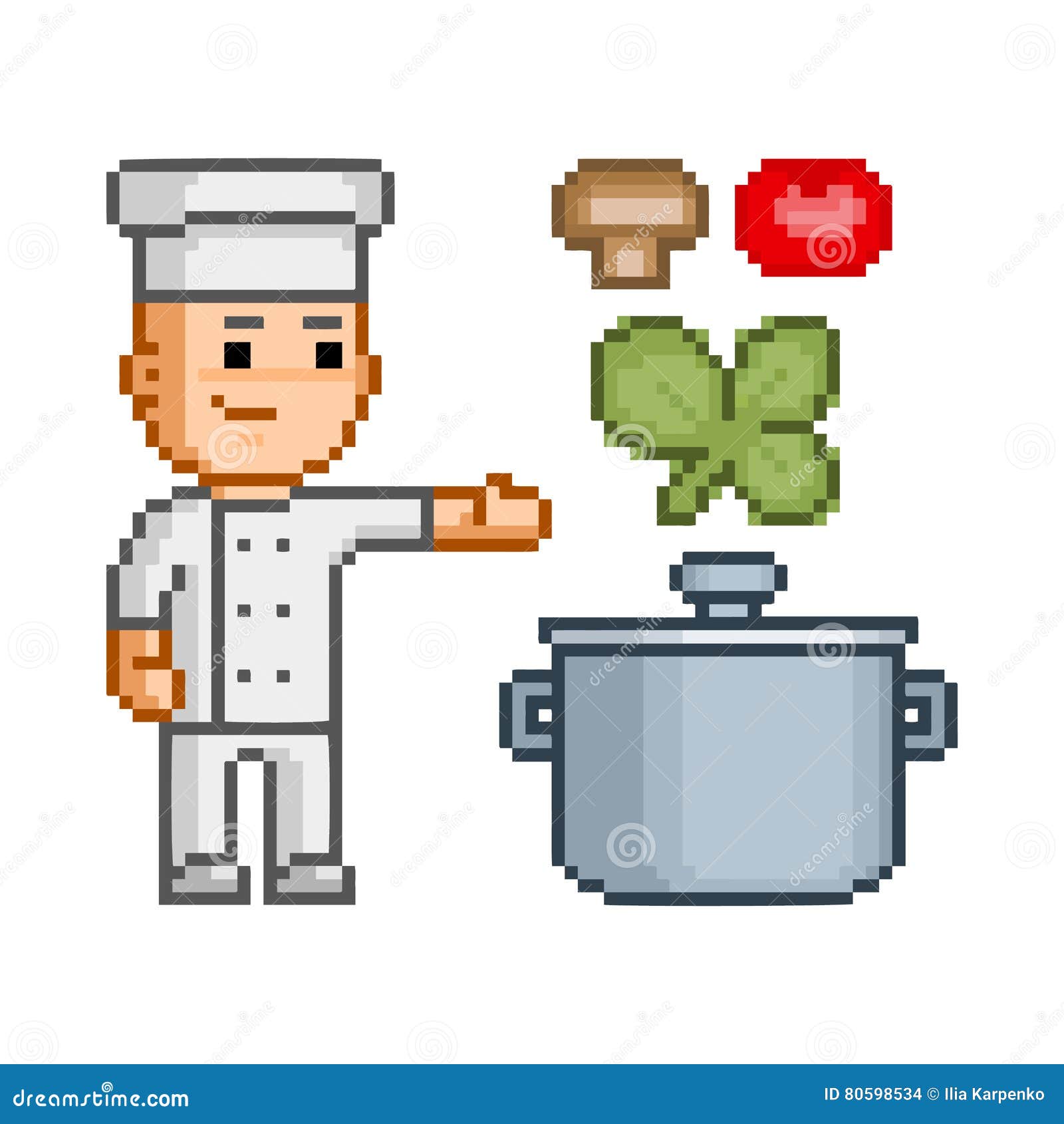 Vector Pixel Art Smiling Cook Stock Vector - Illustration of symbol ...