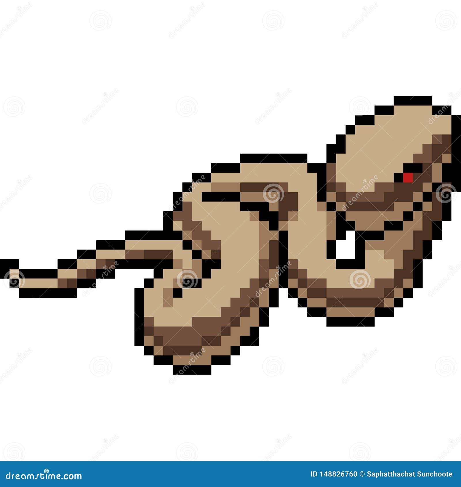 Vector pixel art snake stock vector. Illustration of white - 148826760